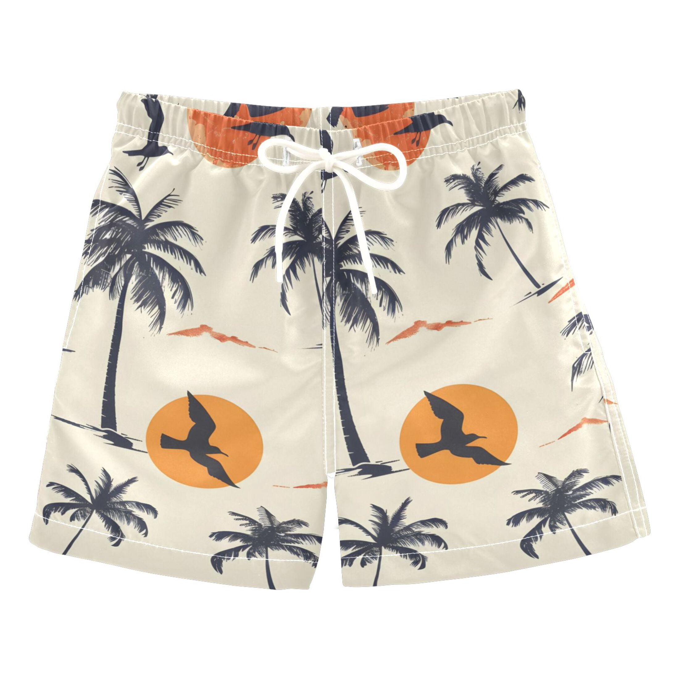 Palm Trees Gulls Sun Boys' Swim Trunks Board Shorts Beach Pants Bathing ...