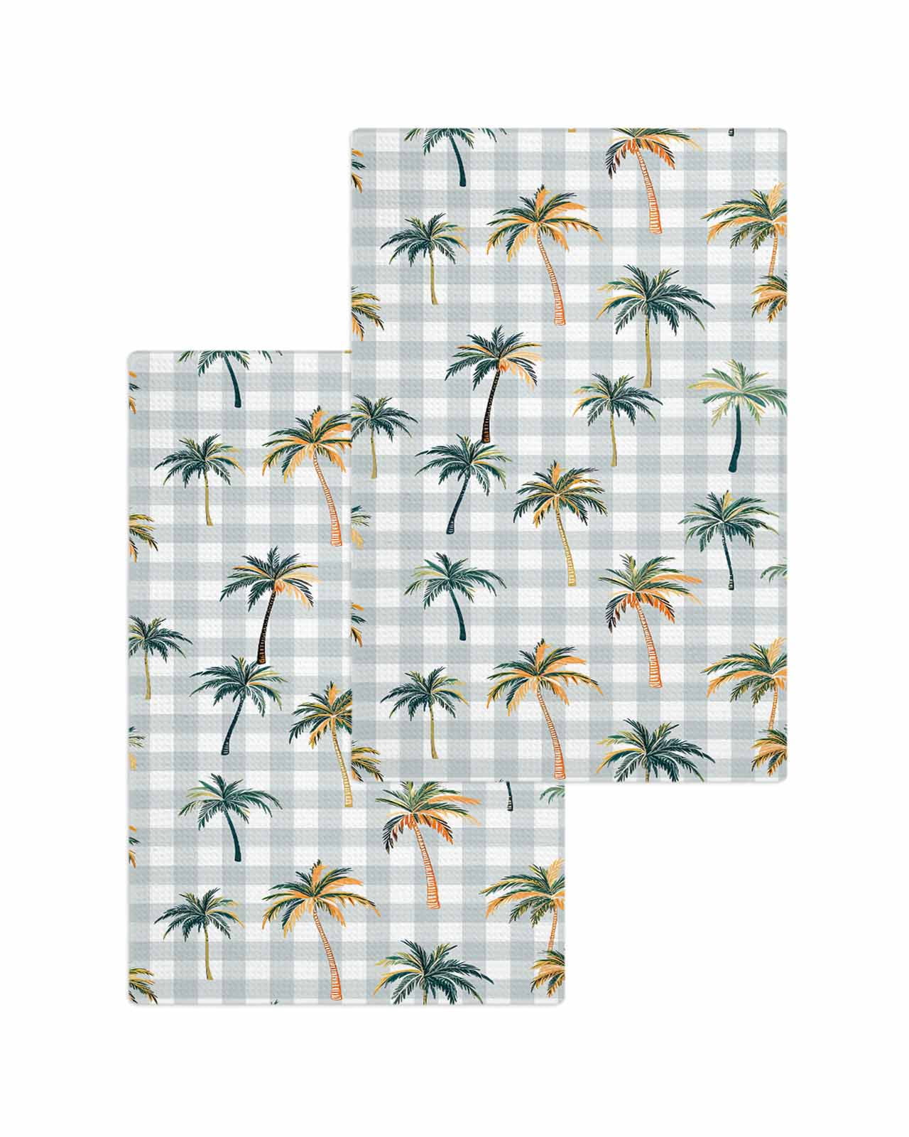 Palm Trees Kitchen Dish Towels for Drying Dishes Set of 2, Watercolor ...