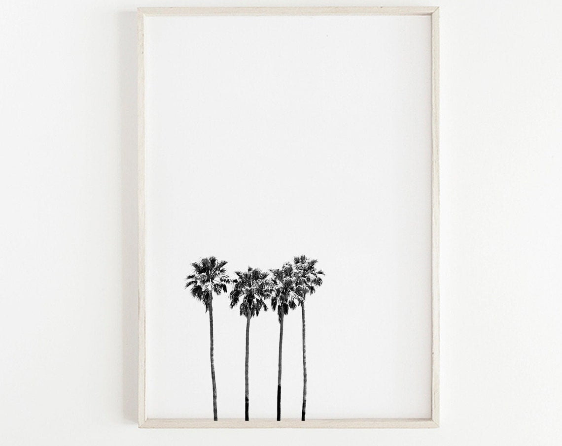 Palm Trees Print Beach Decor Black & White Prints Coastal Minimalist ...