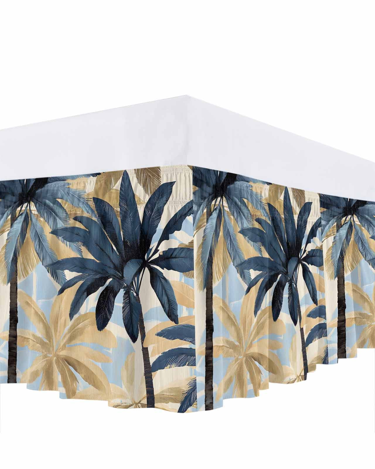 Palm Trees Ruffle Bed Skirt Queen Size Vintage Watercolor Tree ...