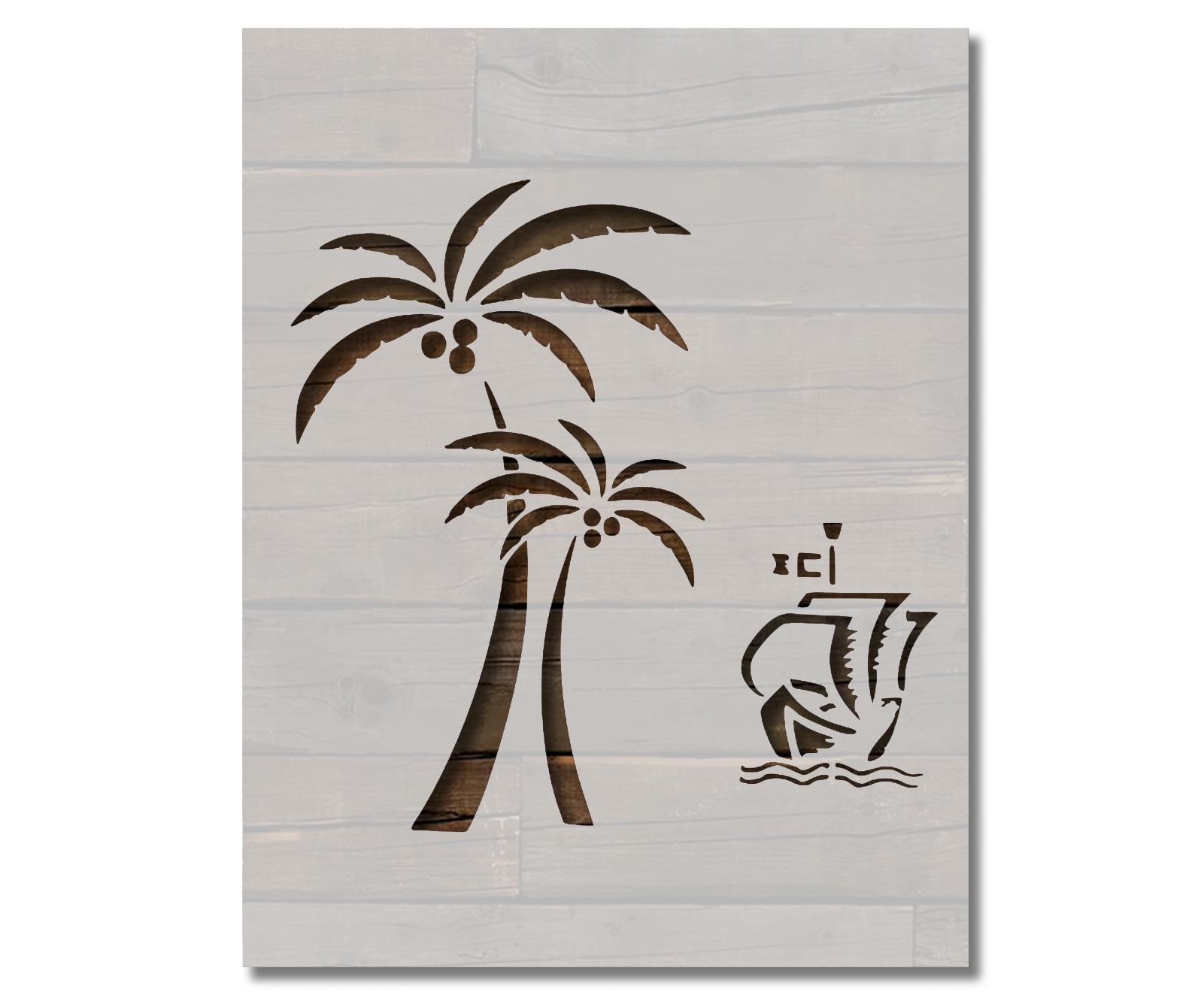 Palm Trees Sailboat Scene Scenery Stencil Template Reusable 8.5 x 11 ...
