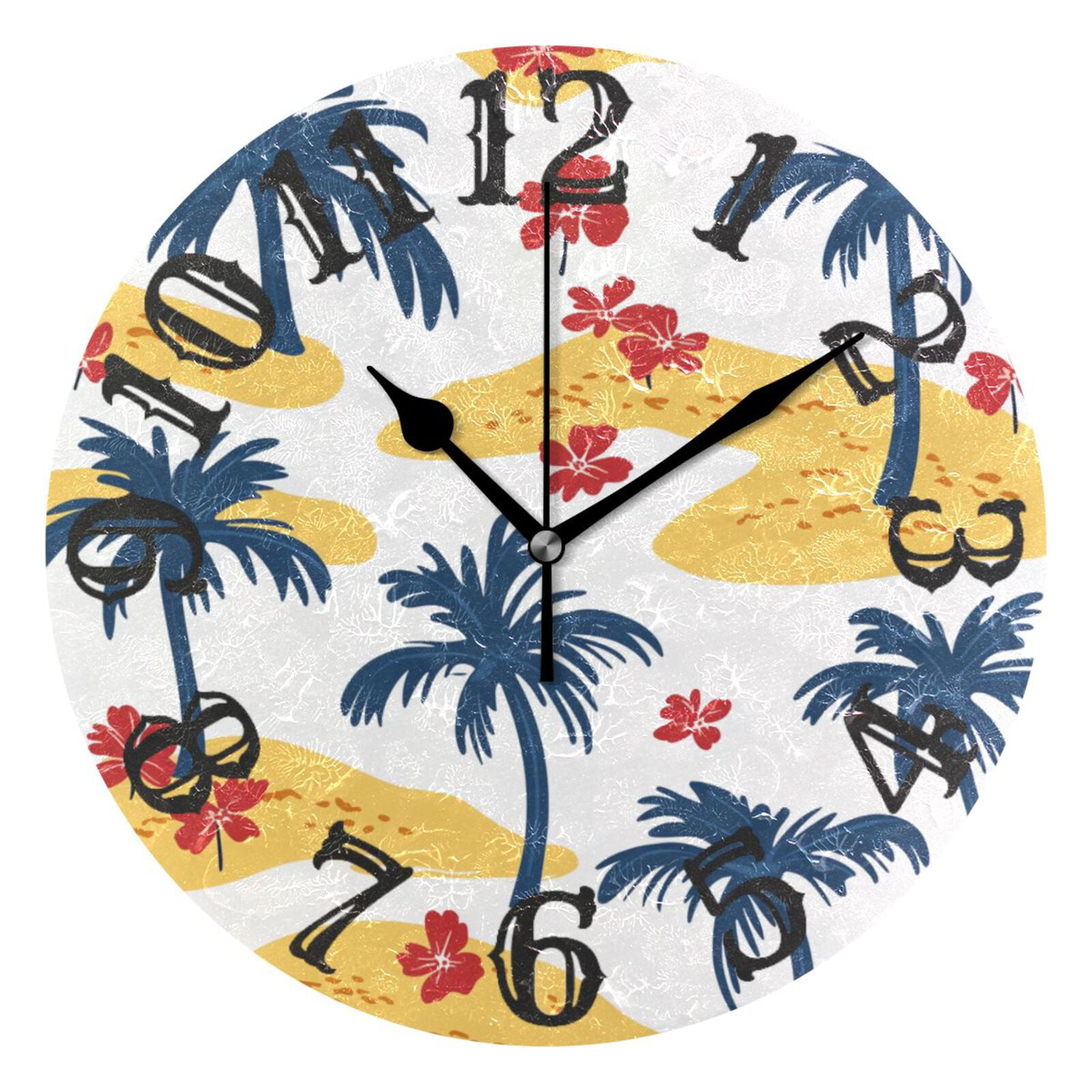 Palm Trees Sand Dunes Wall Clock 10 inch Non-Ticking Easy to Read ...