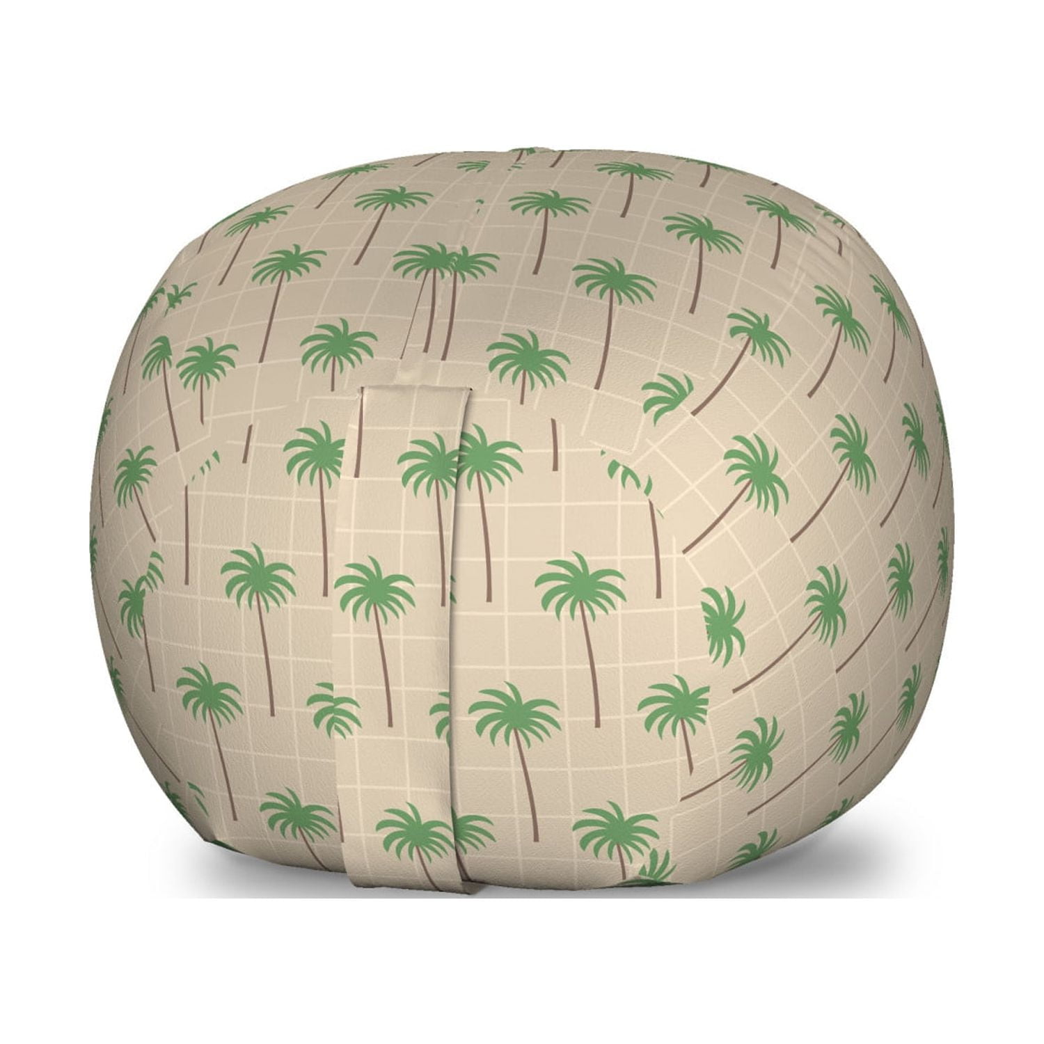 Palm Trees Storage Toy Bag Chair, Grid Composition Backdrop with Palm ...