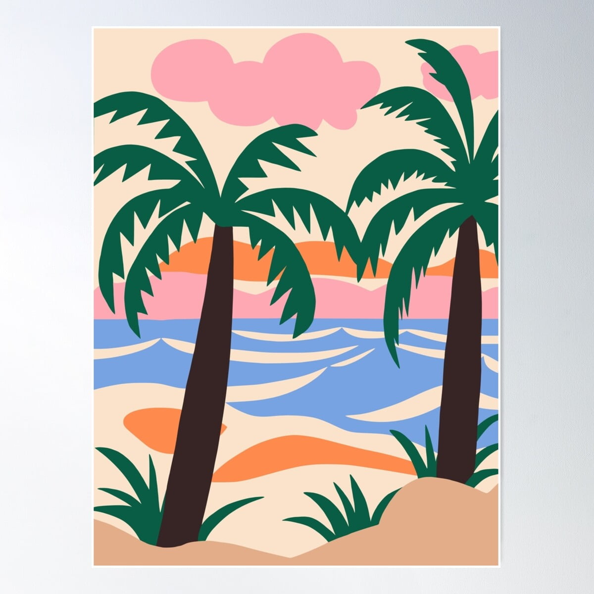Palm Trees Summer Beach Fauvism Matisse Poster Wall Art, Modern Wall ...
