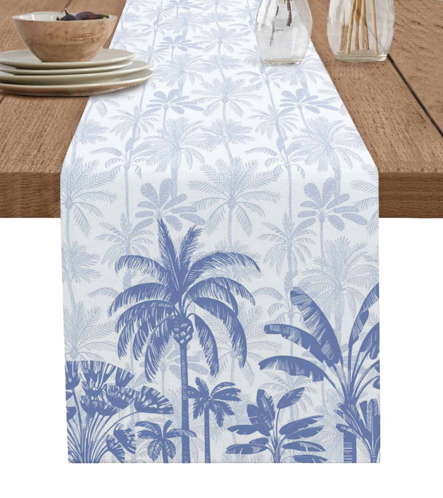 Palm Trees Table Runner 72 Inches, Blue Tropical Plants Summer Forest ...