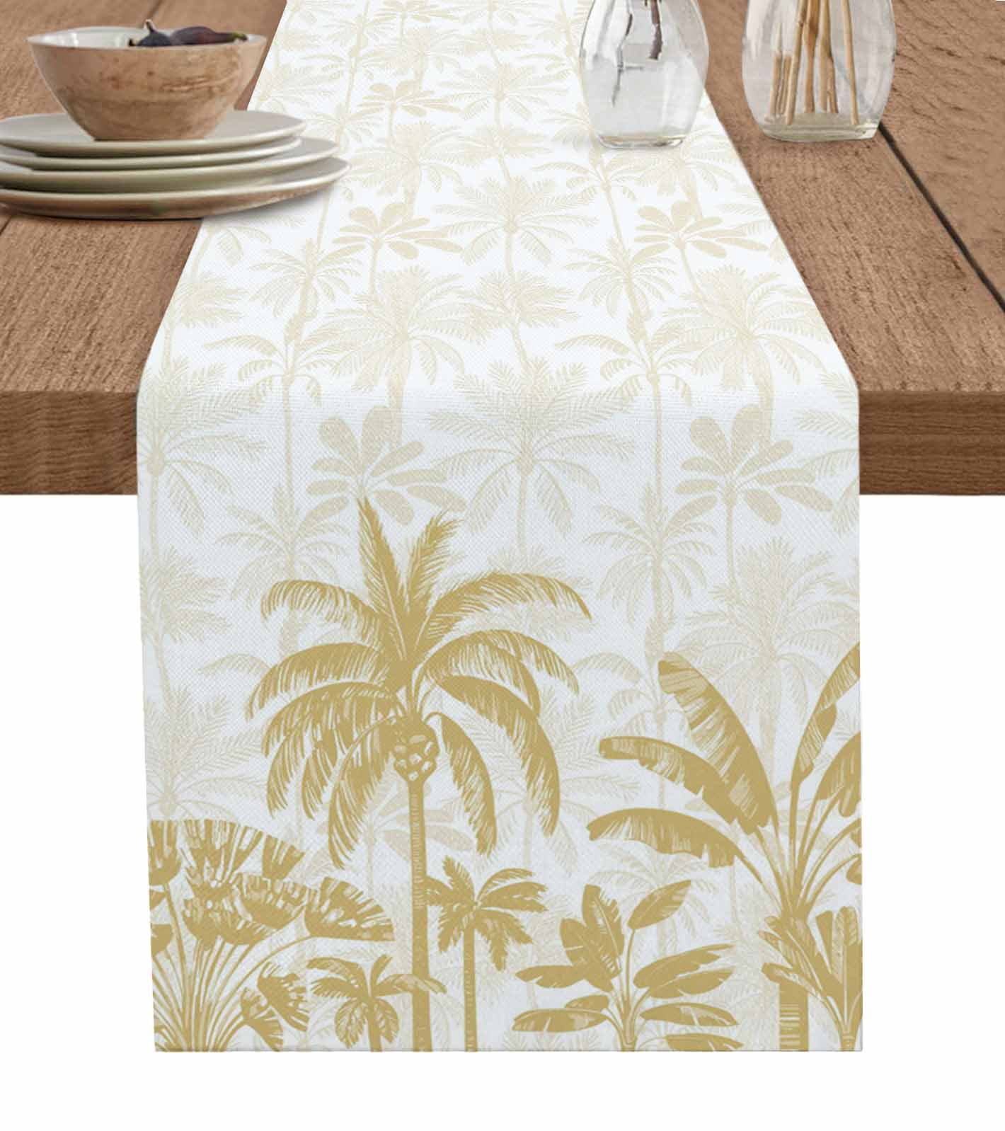 Palm Trees Table Runner 72 Inches, Yellow Tropical Plants Summer Forest ...