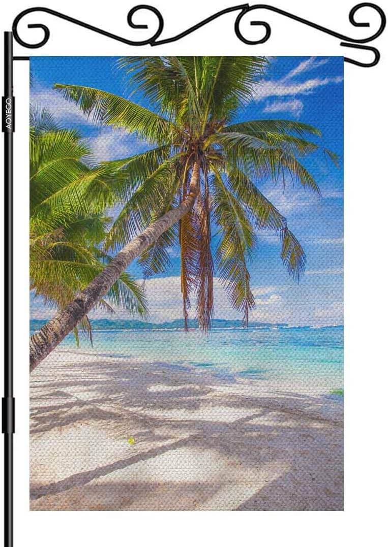 Palm Trees on Tropical Beach Small Garden Flag Vertical Double Sided 12 ...