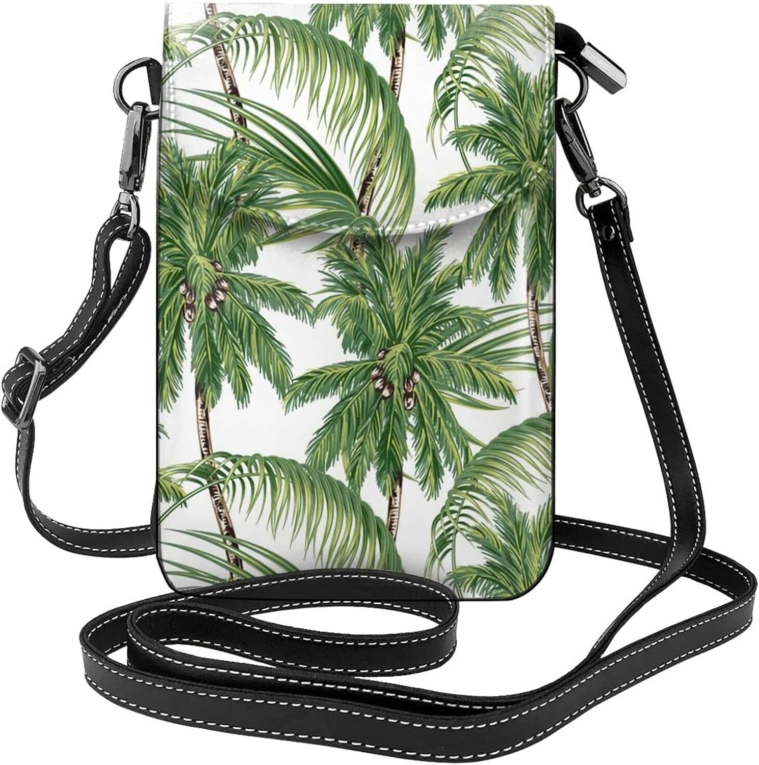 Palm Trees Tropical Leaves Women Cell Phone Purse Small Crossbody Bag ...