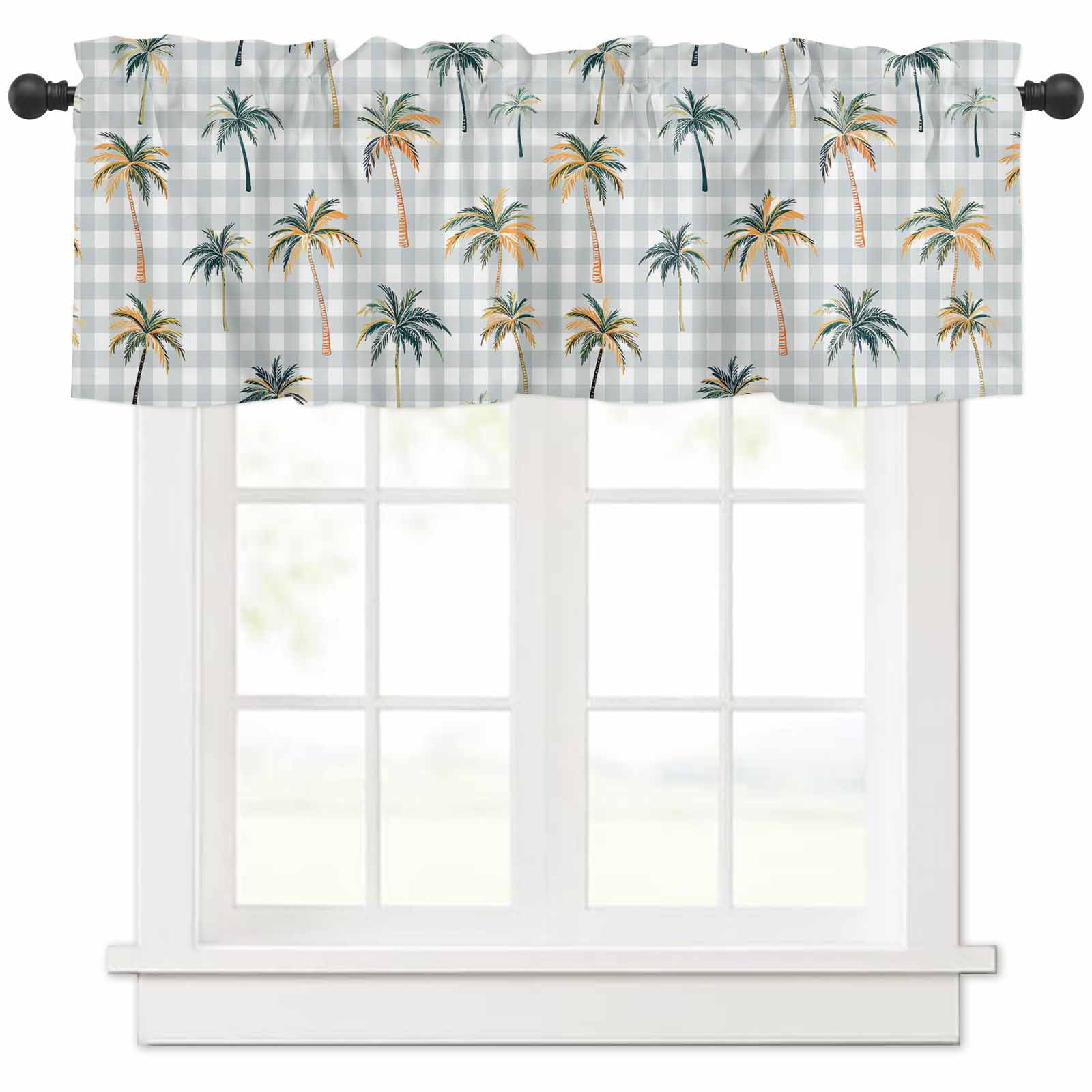 Palm Trees Valances for Windows Farmhouse Kitchen Curtains Valances Rod ...