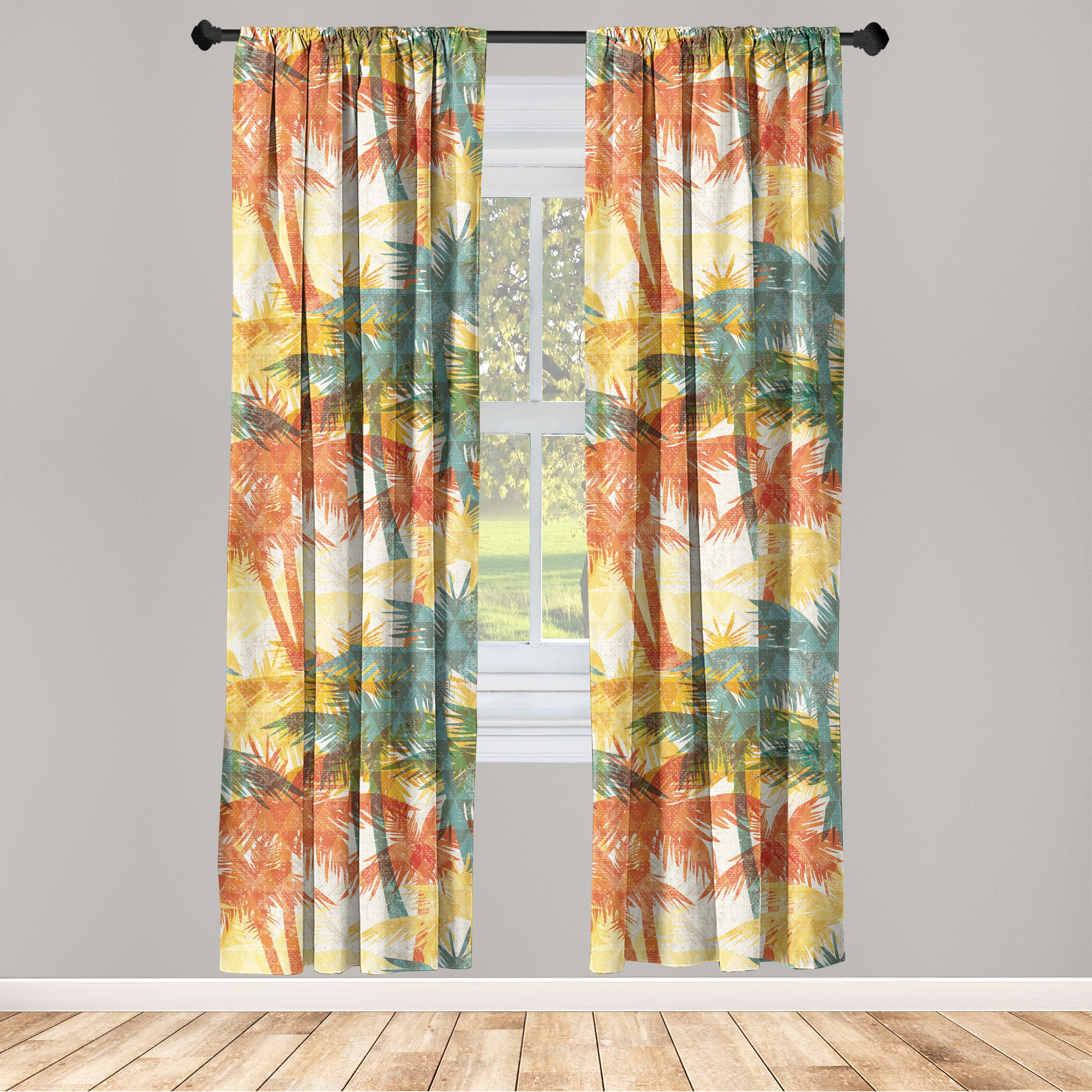 Palm Trees Window Curtains, Colorful Tropical Summer Vibes with ...