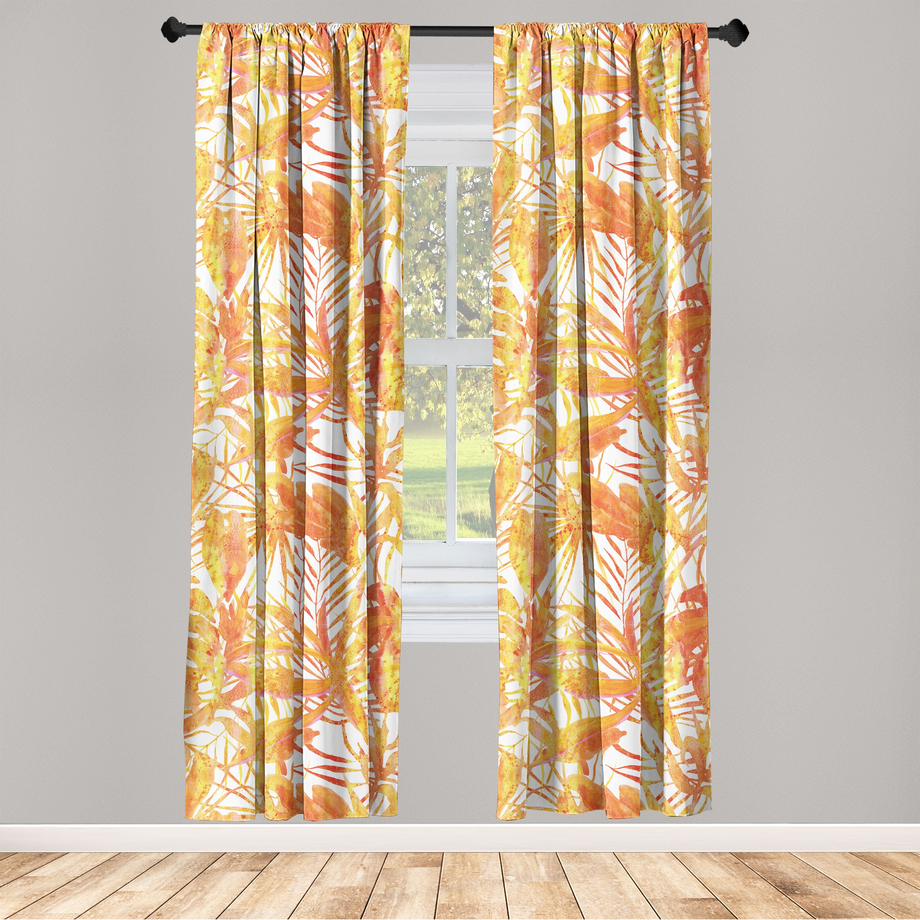 Palm Trees Window Curtains, Summer Colors Chill Silhouettes of Exotic ...