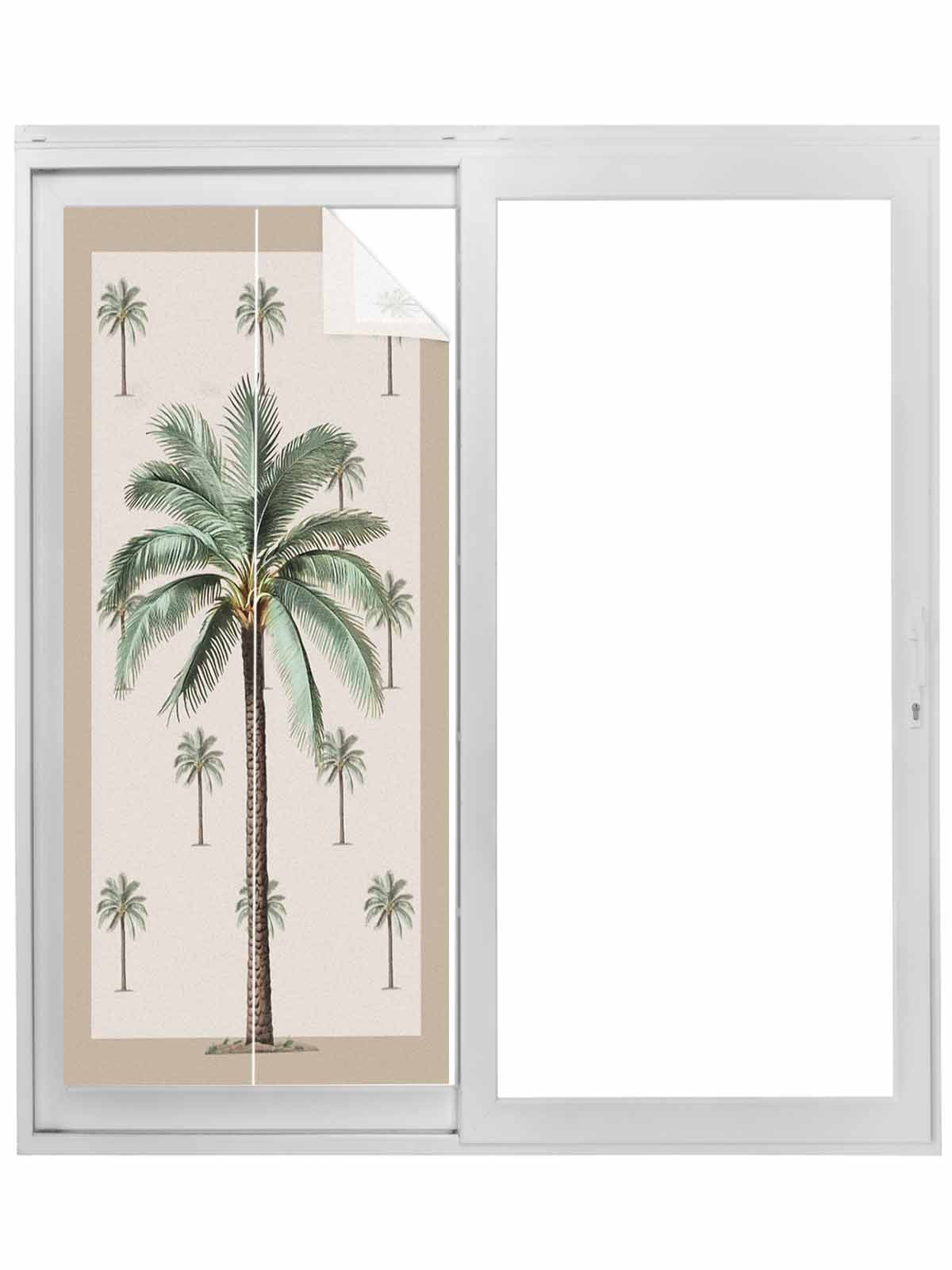 Palm Trees Window Privacy Film, Brown Tropical Plants Summer Green ...