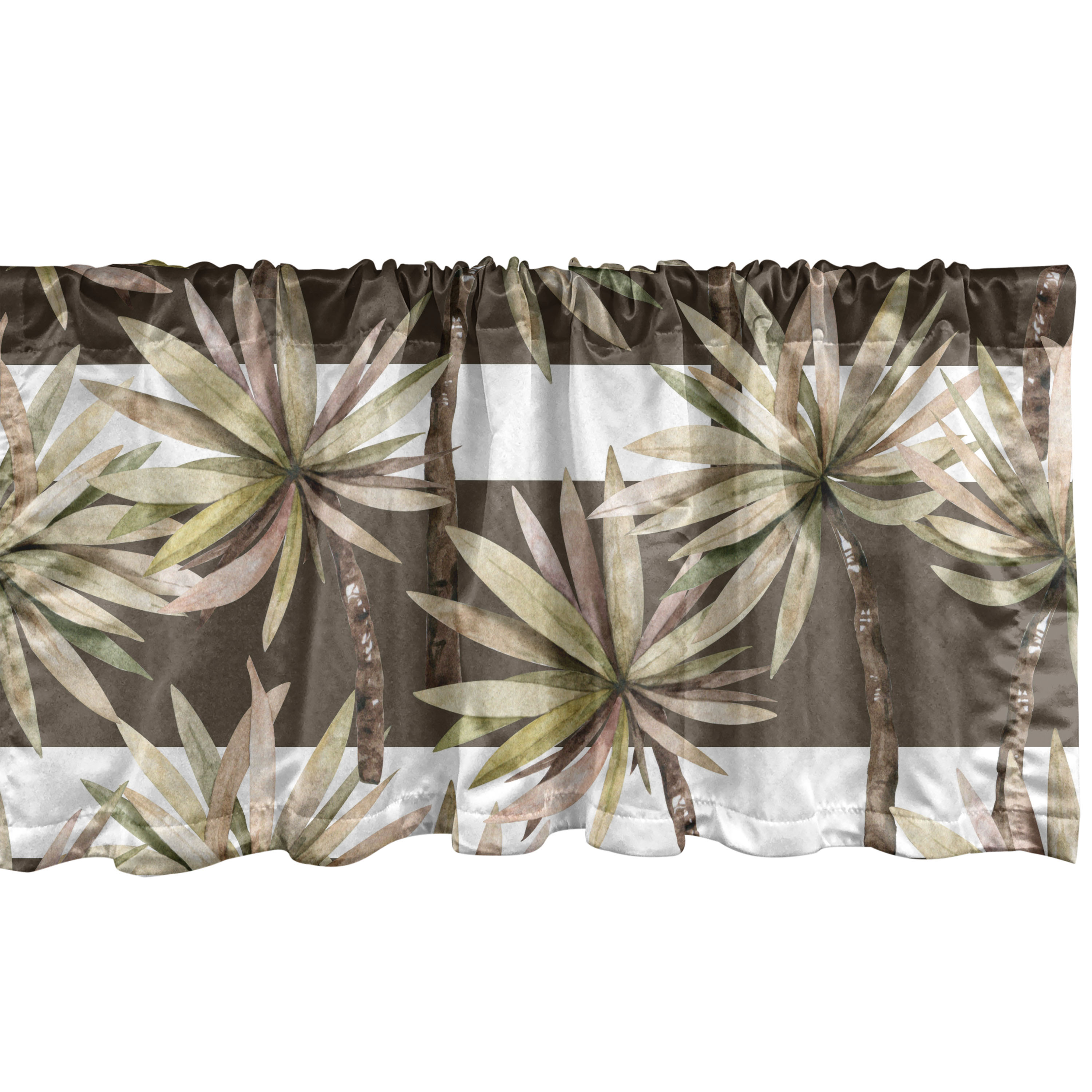 Palm Trees Window Valance, Neutral Colors Boho Exotic Woods Pattern on ...
