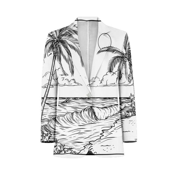 Palm Trees With A Black And White Mens Suits Shawl Collar Slim Fit Suit ...