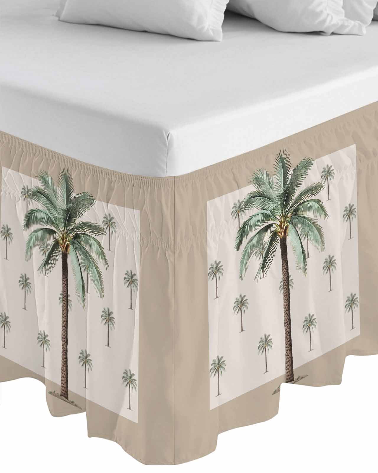 Palm Trees Wrap Around Bed Skirts for King Bed 18" Drop, Bed Skirt with ...