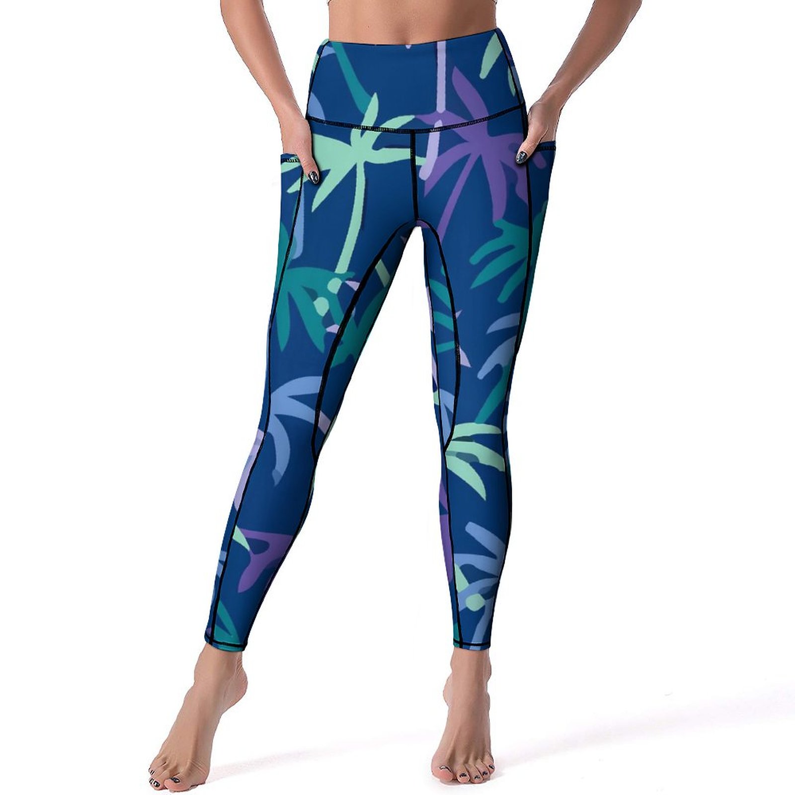 Palm Trees Yoga Pants Sexy Warm Topical Sunset Design Leggings Push Up ...