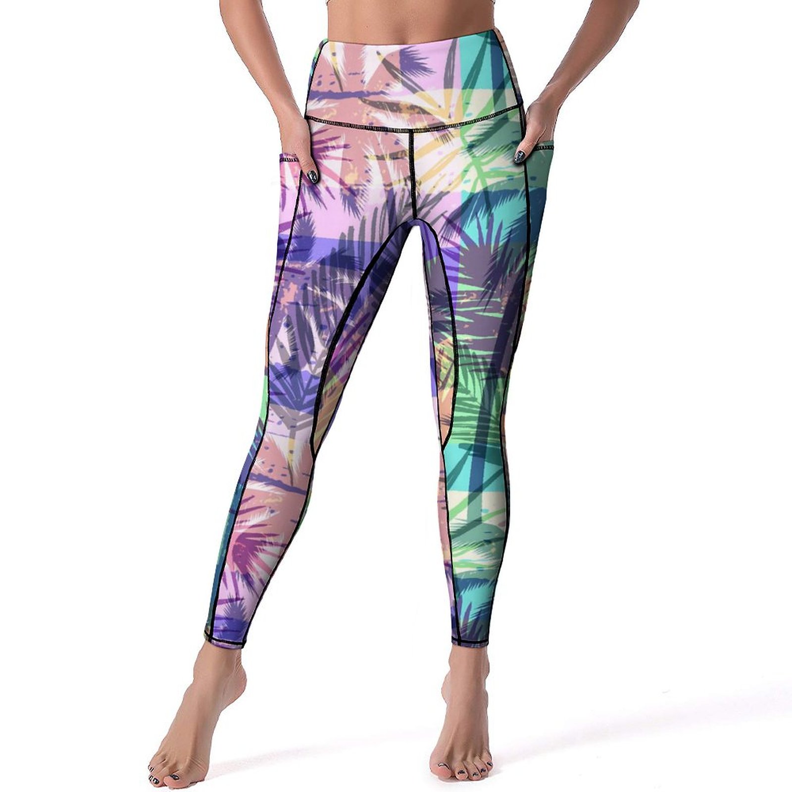 Palm Trees Yoga Pants Sexy Warm Topical Sunset Design Leggings Push Up ...