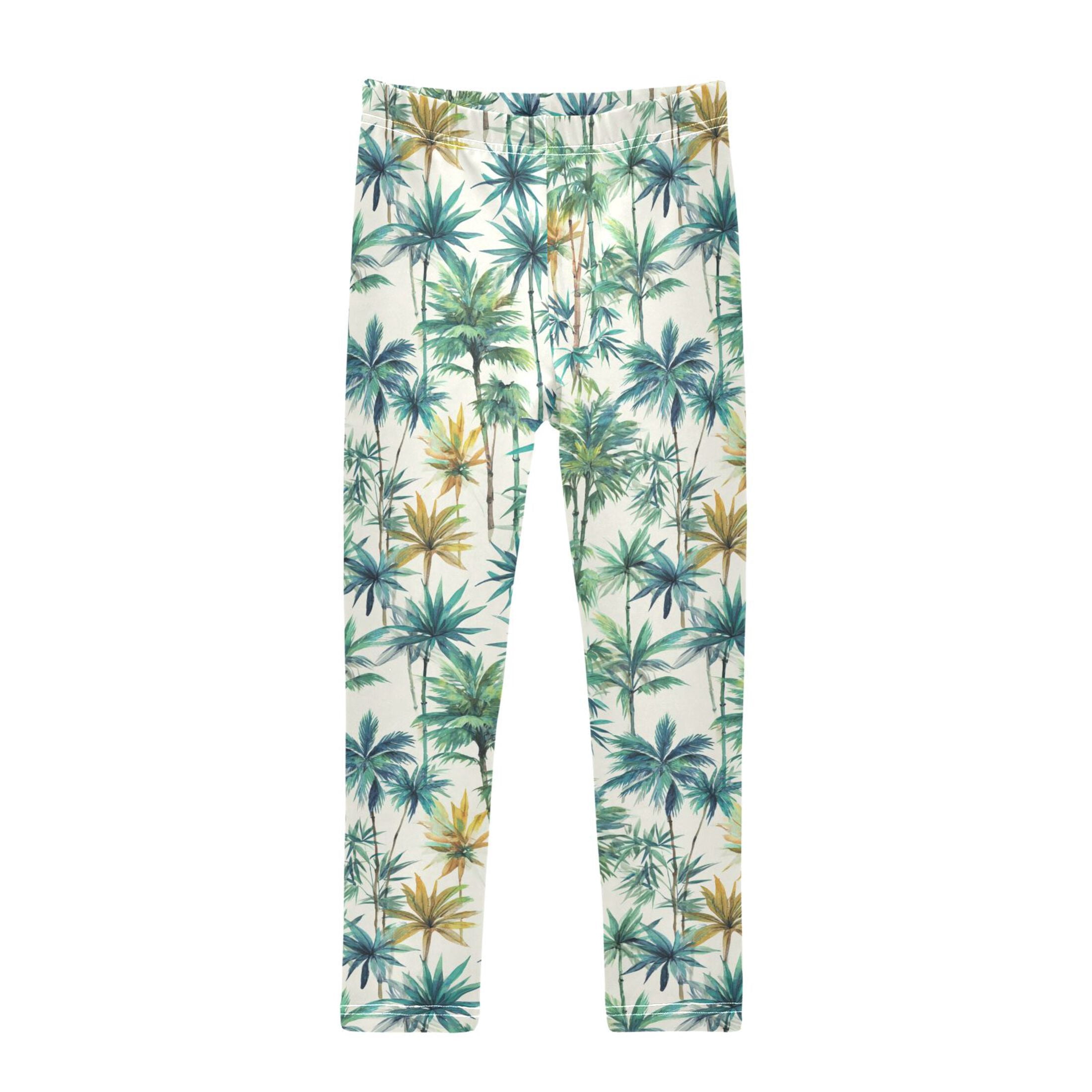 Palm Trees and Bamboo Printed Leggings Yoga Pants for in 4t to 10t ...