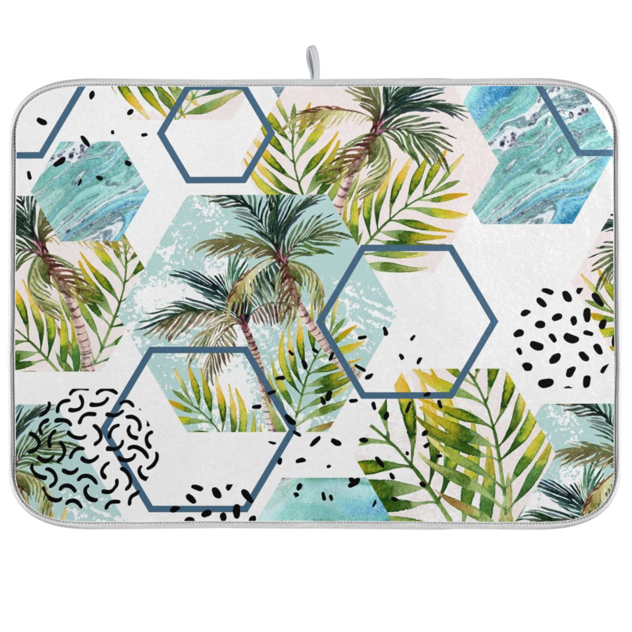 Palm Trees and Tropical Leaves Dish Drying Mat Microfiber Kitchen Mats ...