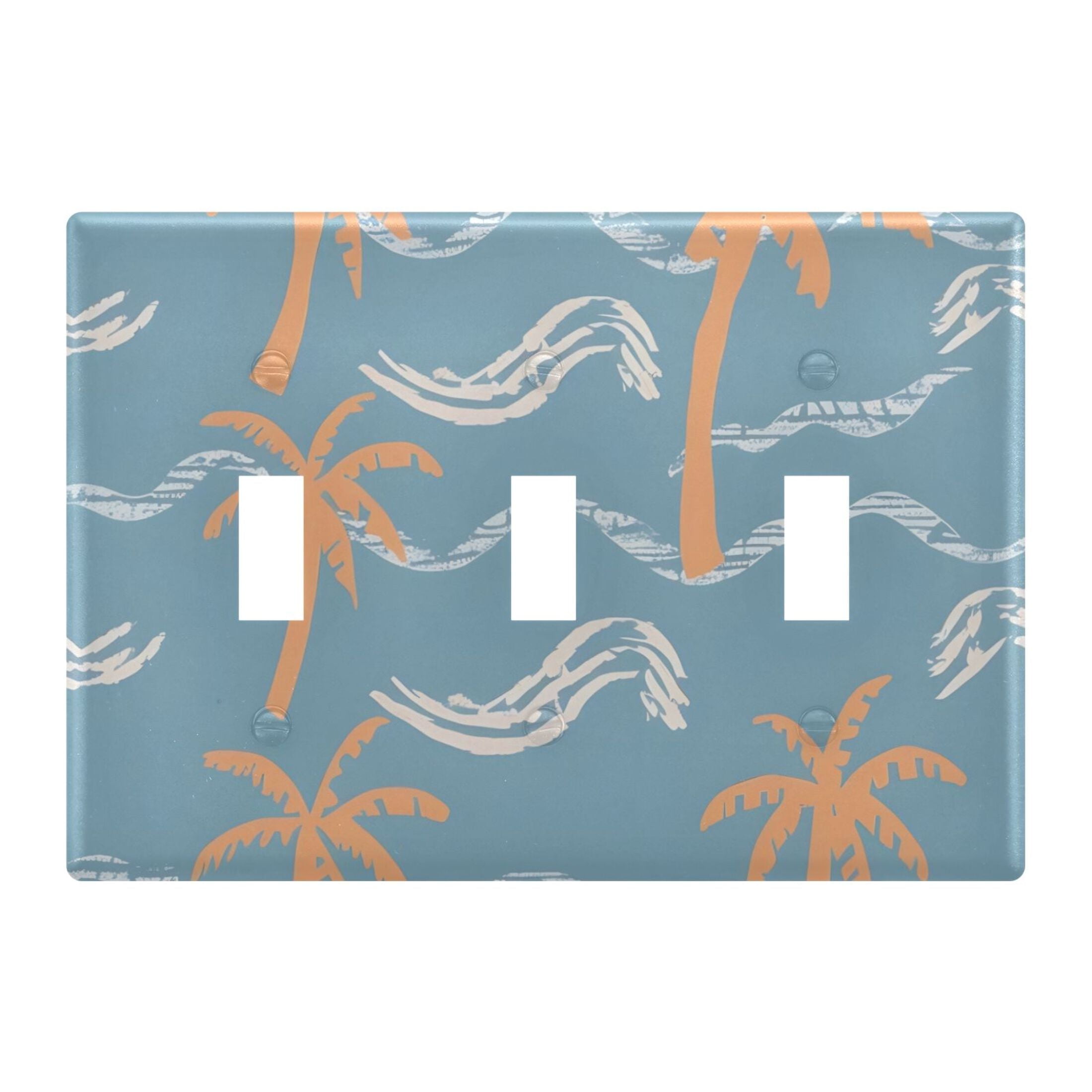 Palm Trees and Wave Light Switch Plate Covers 3 Gang Wall Plate ...