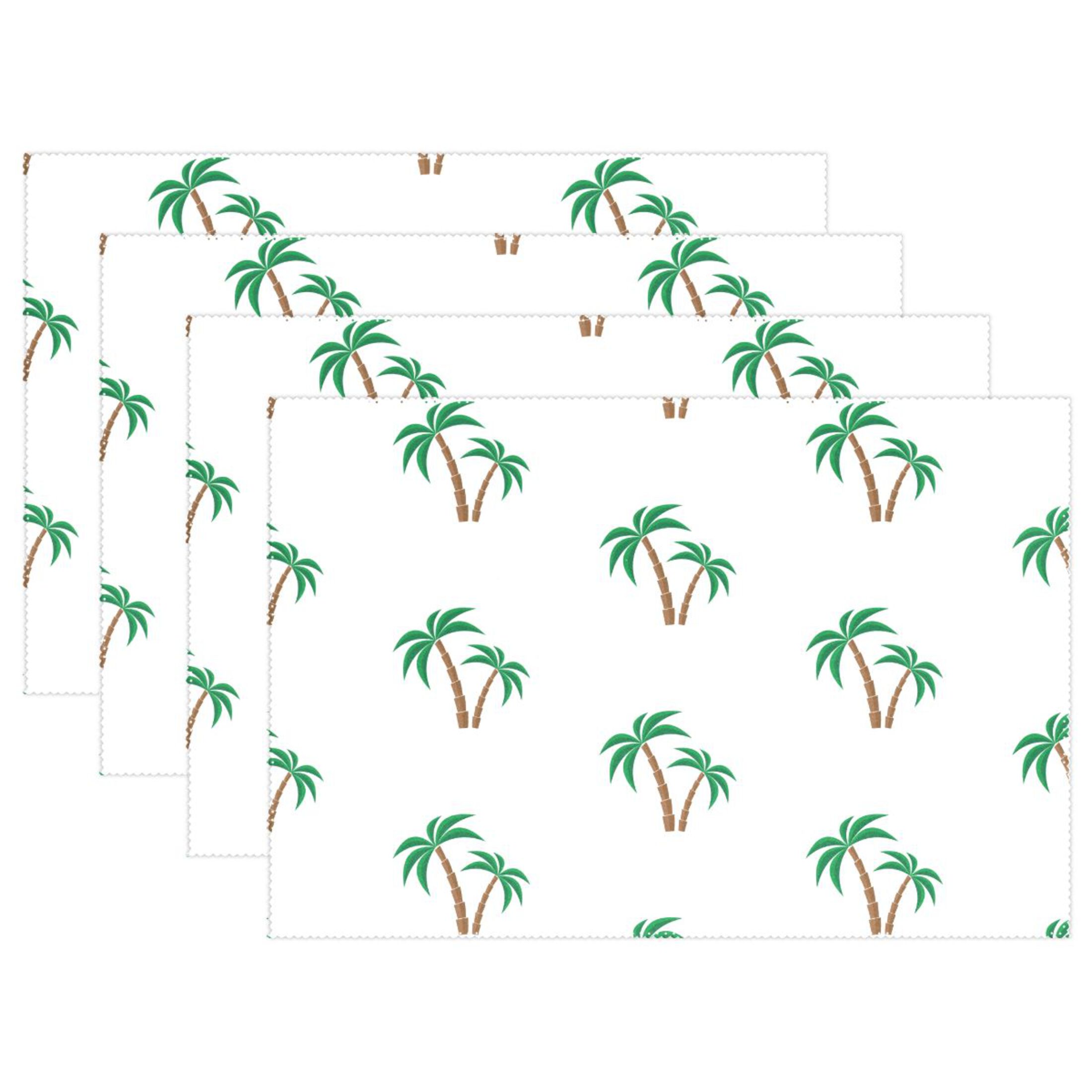Palm Trees on White Placemats Set of 4 Dining Table Mat Linen ...