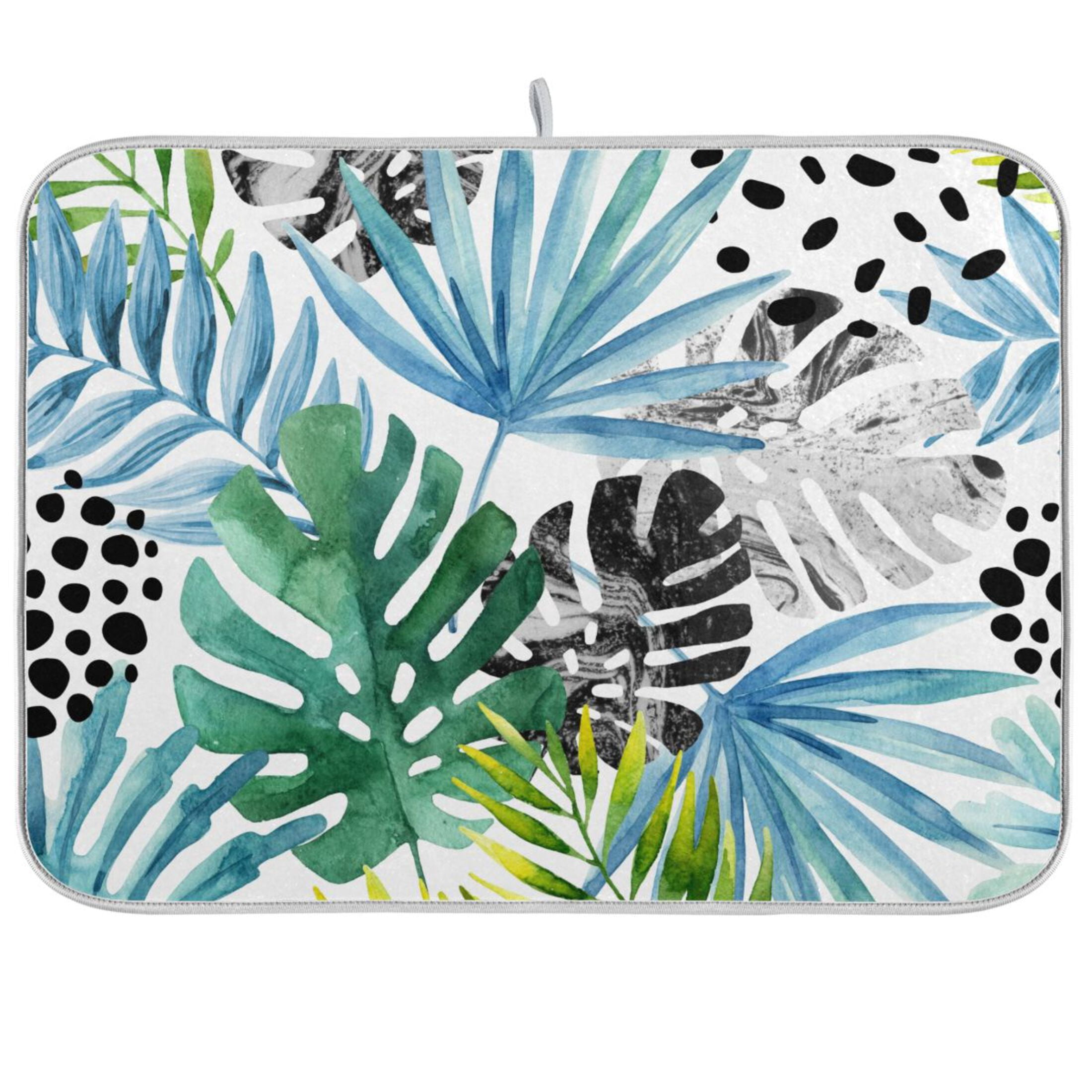 Palm Trees with Black Dots Dish Drying Mat Microfiber Kitchen Mats ...