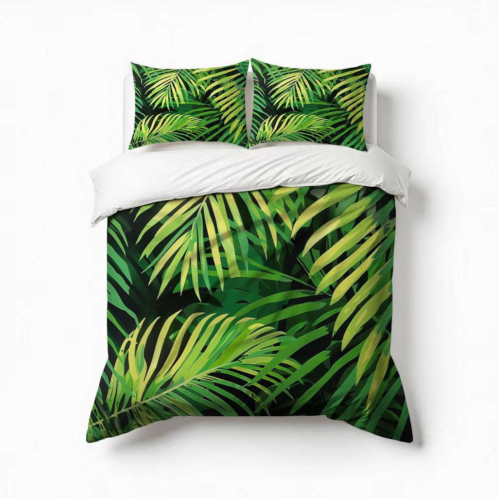 Palm Tropical Leaf Print Bedding Set 3 Pcs Soft Microfiber Quilt Cover ...
