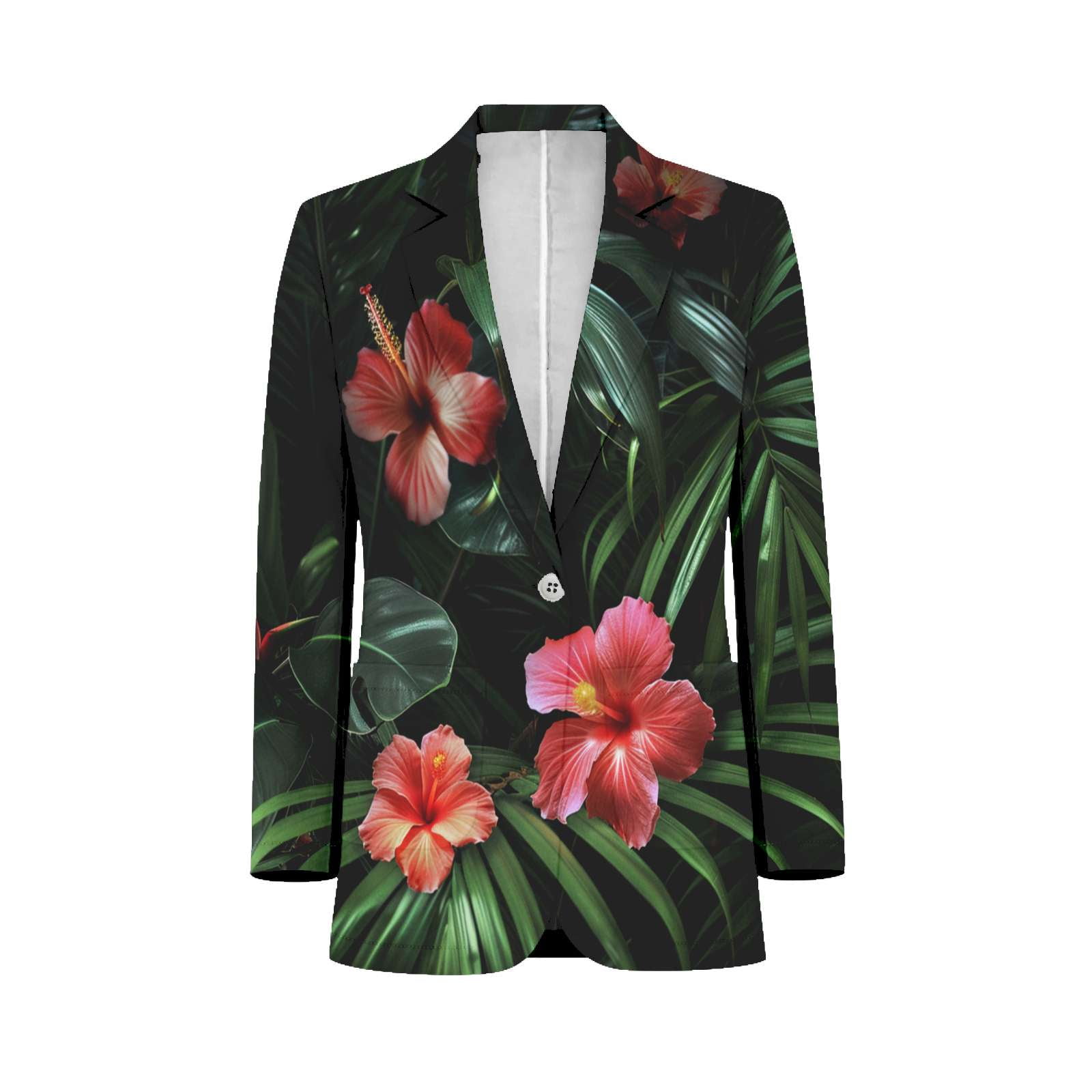 Palm Tropical Leaf Print Mens Suits Shawl Collar Slim Fit Suit Mens ...