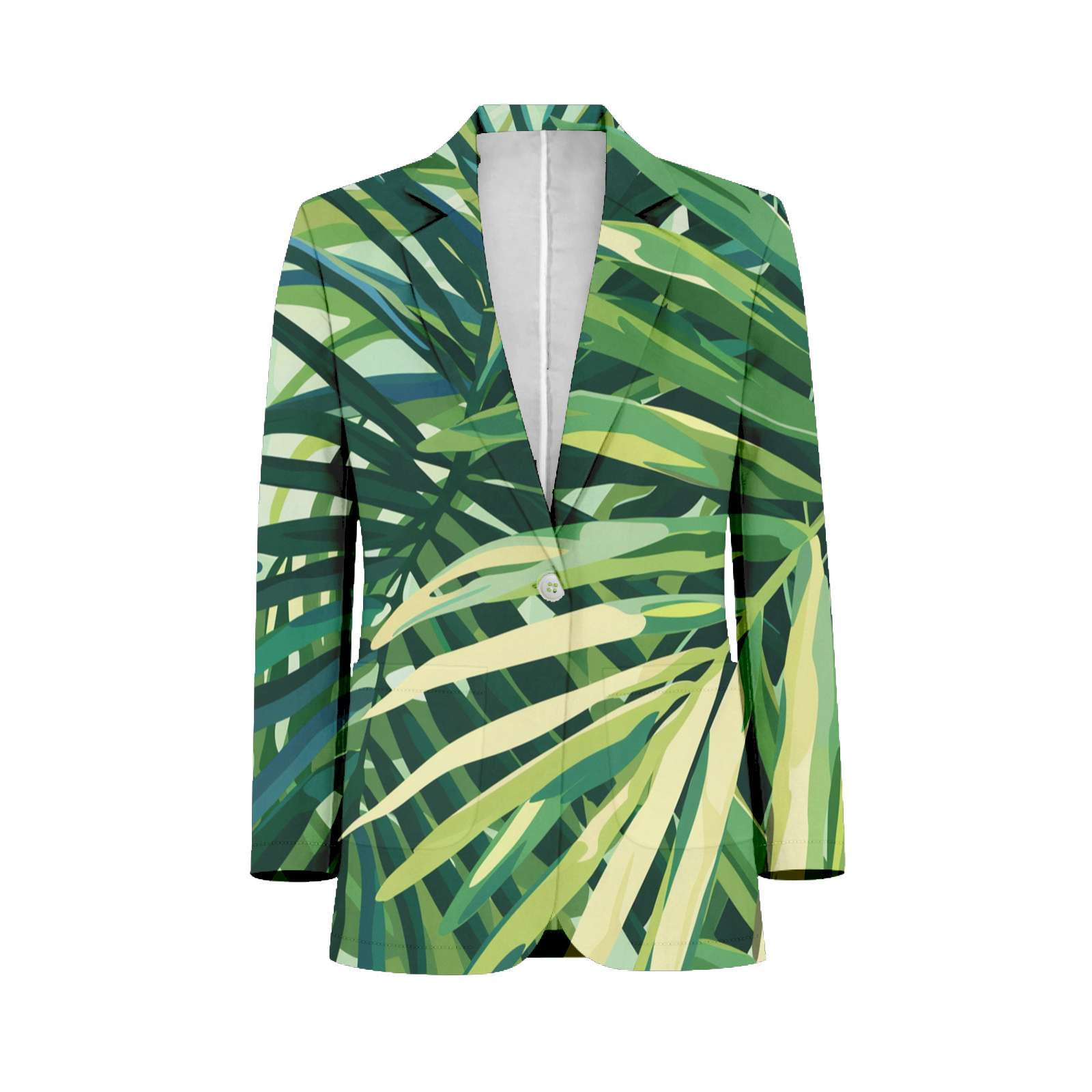 Palm Tropical Leaf Print Mens Suits Shawl Collar Slim Fit Suit Mens ...
