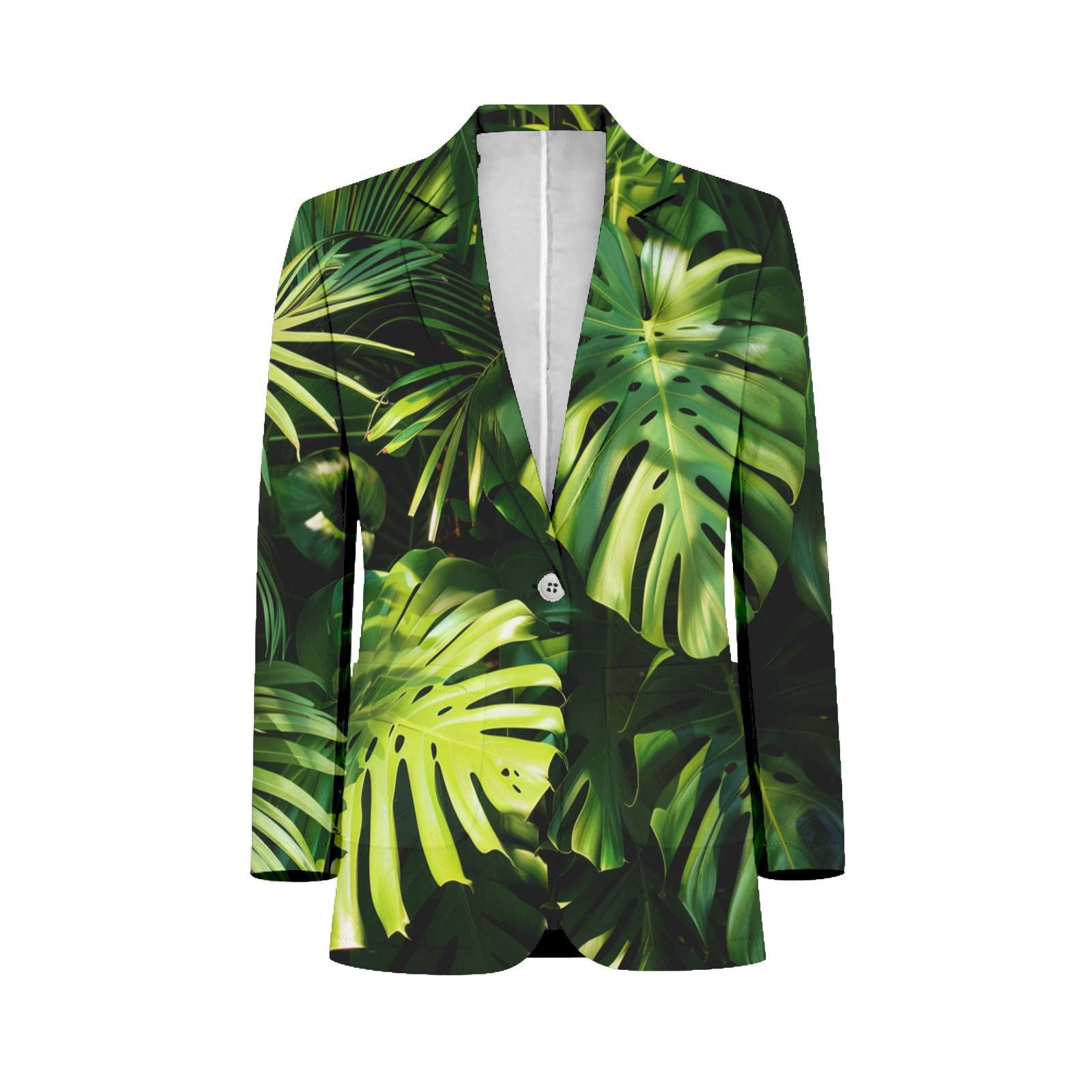Palm Tropical Leaf Print Mens Suits Shawl Collar Slim Fit Suit Mens ...