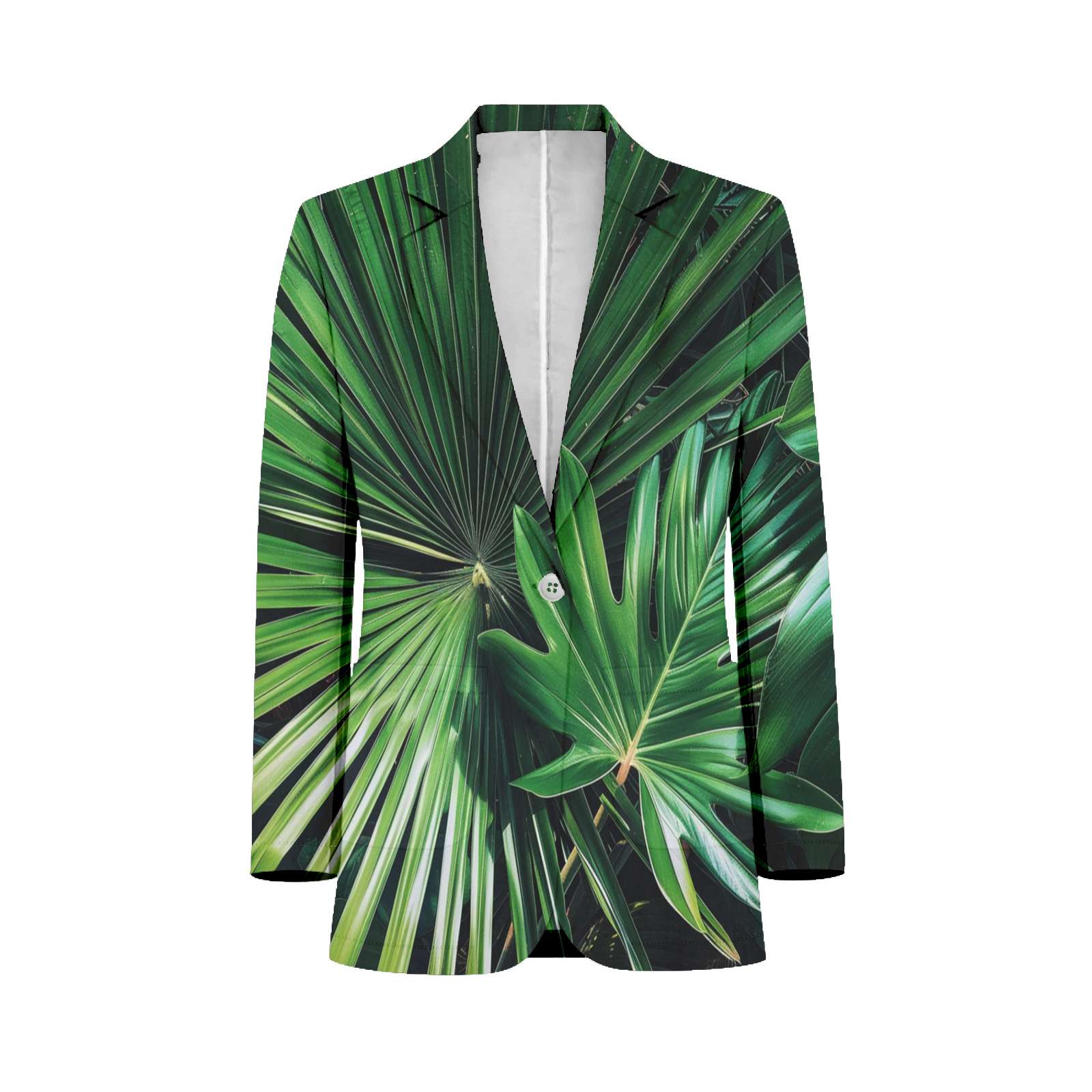 Palm Tropical Leaf Print Mens Suits Shawl Collar Slim Fit Suit Mens ...