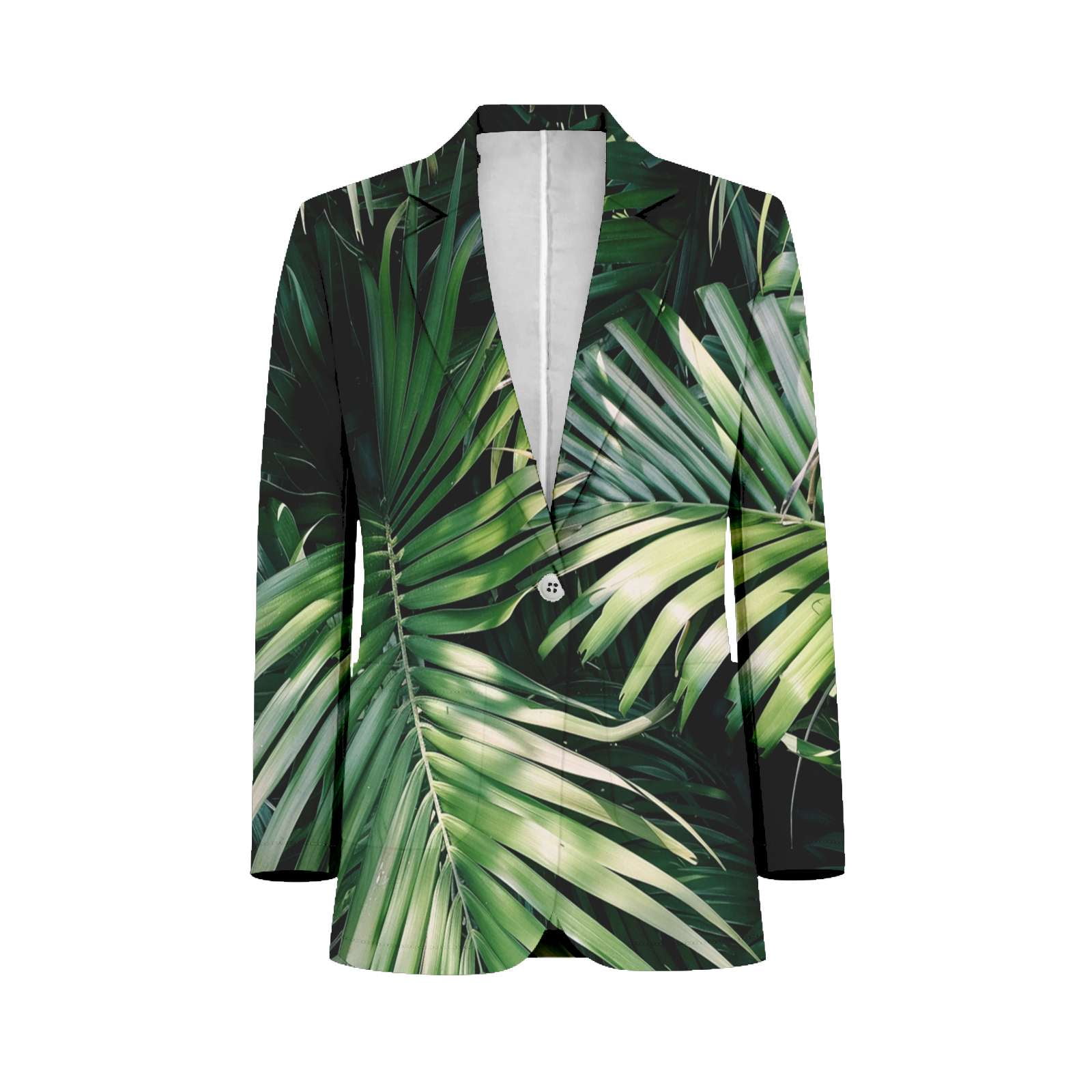 Palm Tropical Leaf Print Mens Suits Shawl Collar Slim Fit Suit Mens ...