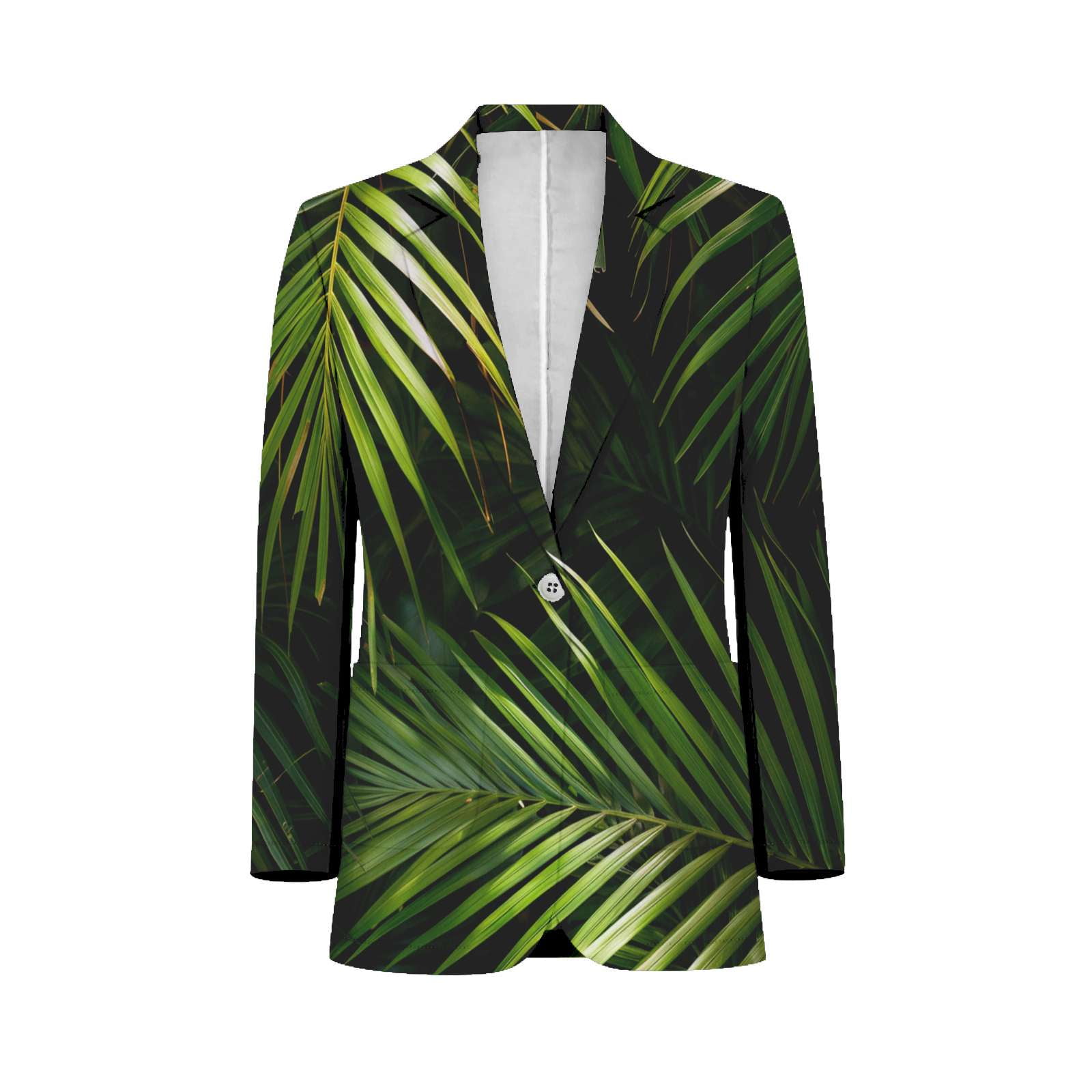 Palm Tropical Leaf Print Mens Suits Shawl Collar Slim Fit Suit Mens ...