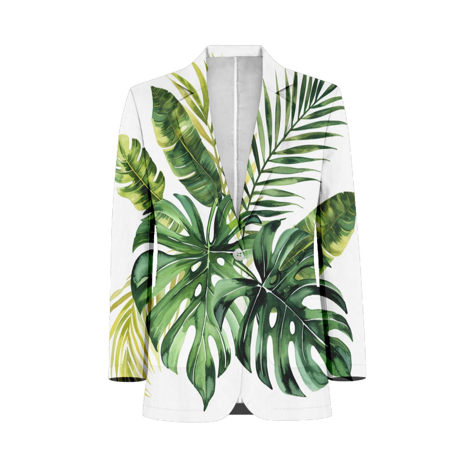 Palm Tropical Leaf Print Mens Suits Shawl Collar Slim Fit Suit Mens ...