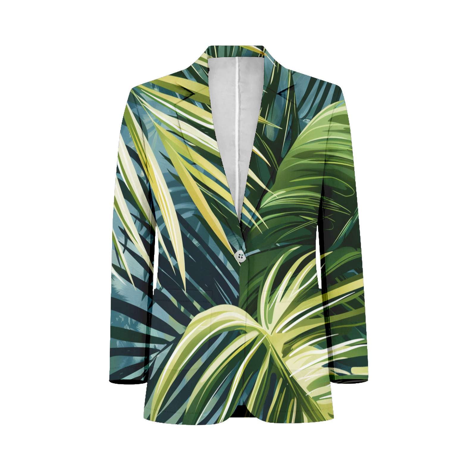 Palm Tropical Leaf Print Mens Suits Shawl Collar Slim Fit Suit Mens ...