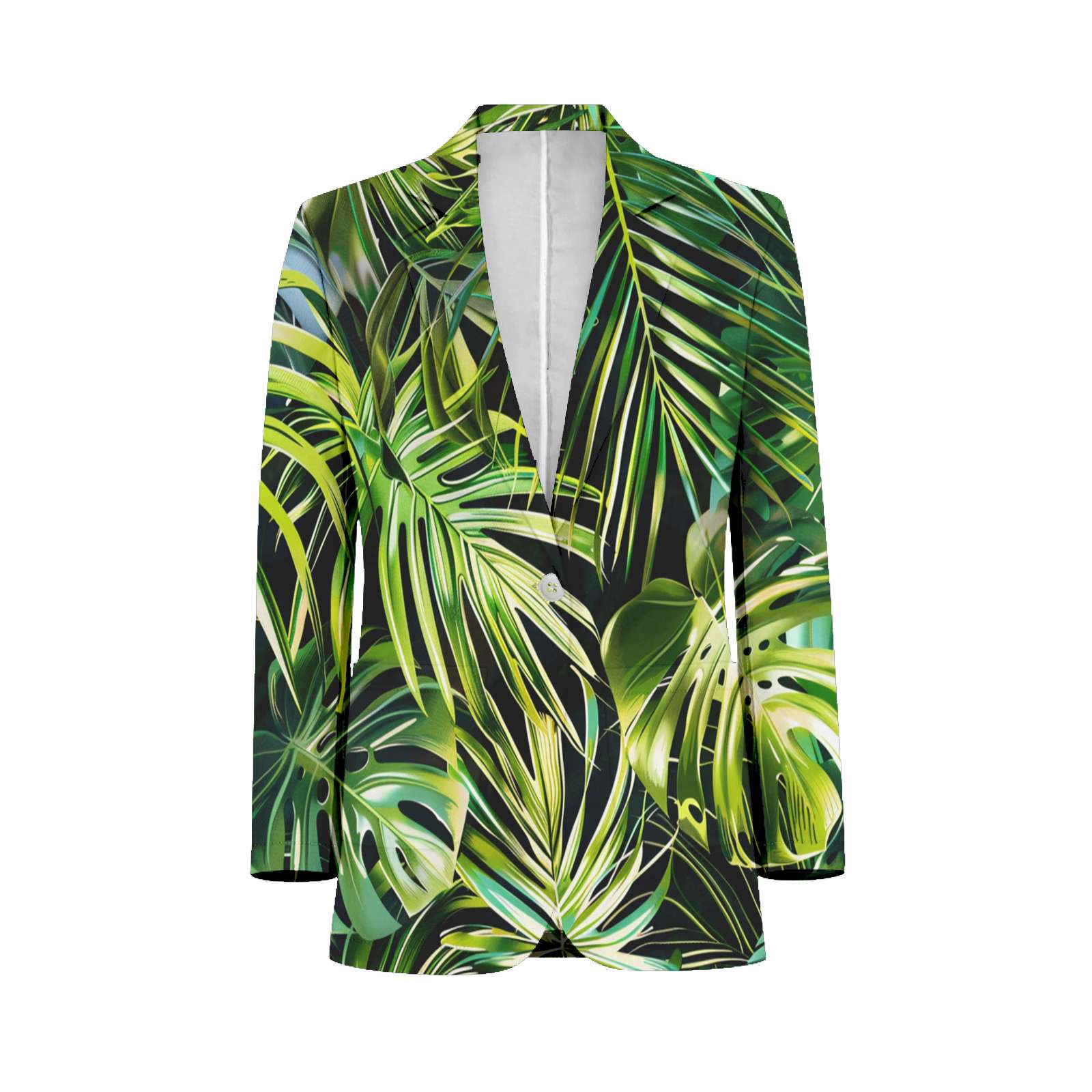 Palm Tropical Leaf Print Mens Suits Shawl Collar Slim Fit Suit Mens ...