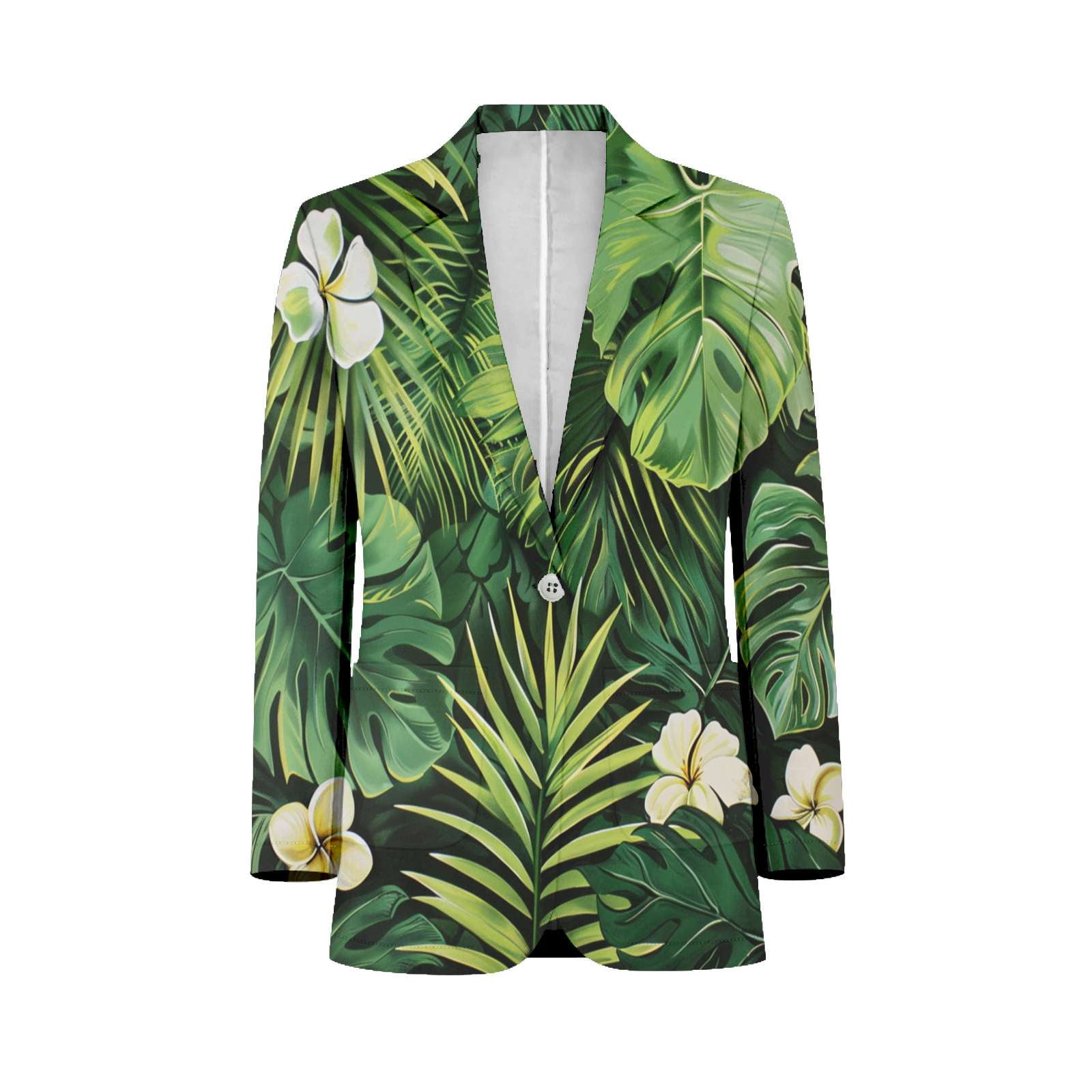 Palm Tropical Leaf Print Mens Suits Shawl Collar Slim Fit Suit Mens ...