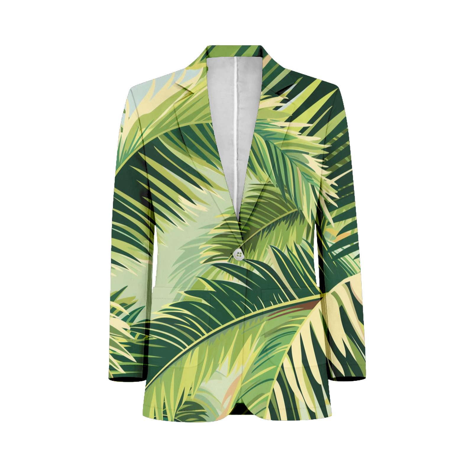 Palm Tropical Leaf Print Mens Suits Shawl Collar Slim Fit Suit Mens ...
