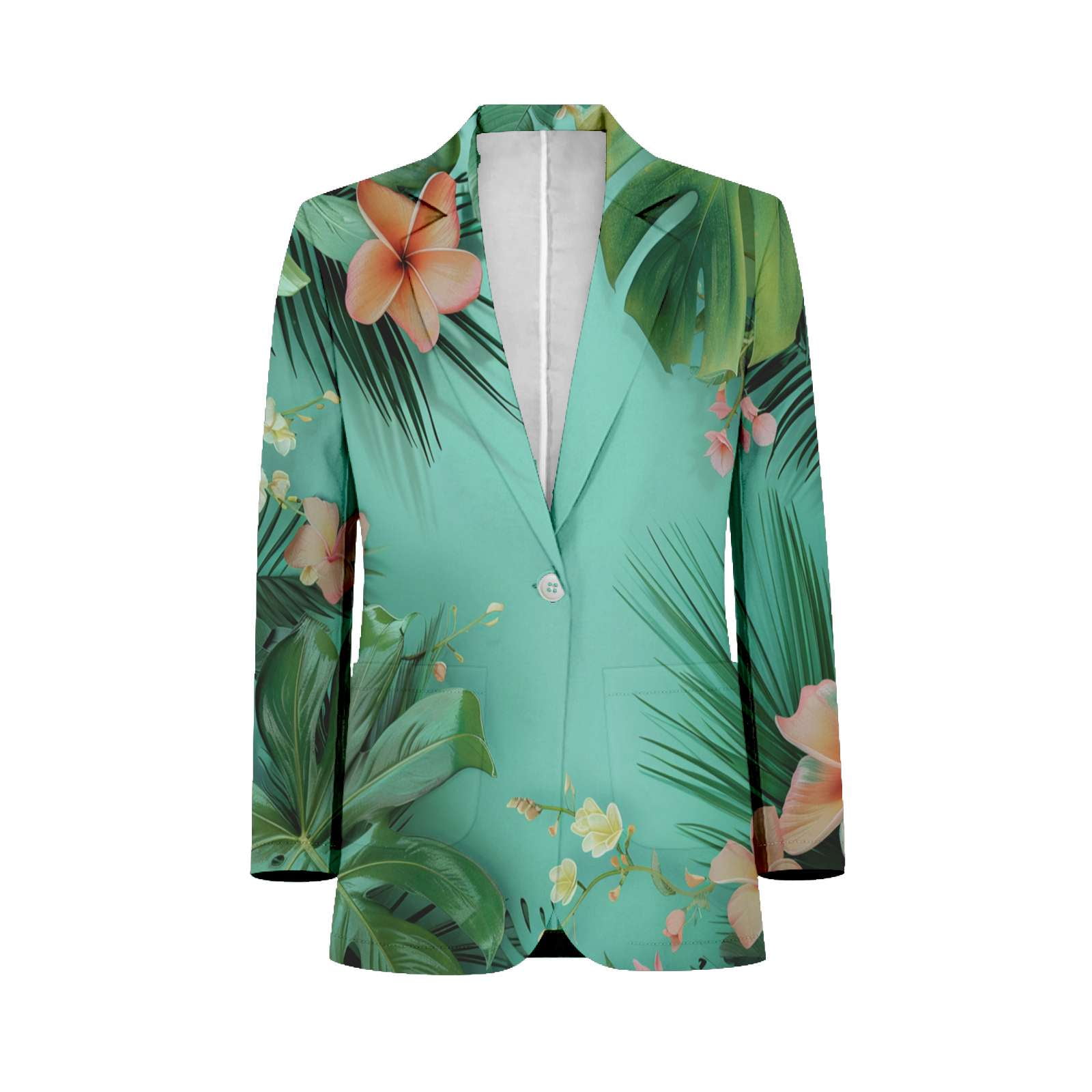 Palm Tropical Leaf Print Mens Suits Shawl Collar Slim Fit Suit Mens ...