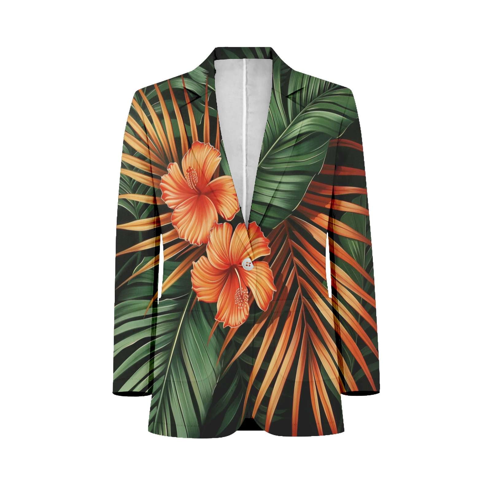 Palm Tropical Leaf Print Mens Suits Shawl Collar Slim Fit Suit Mens ...