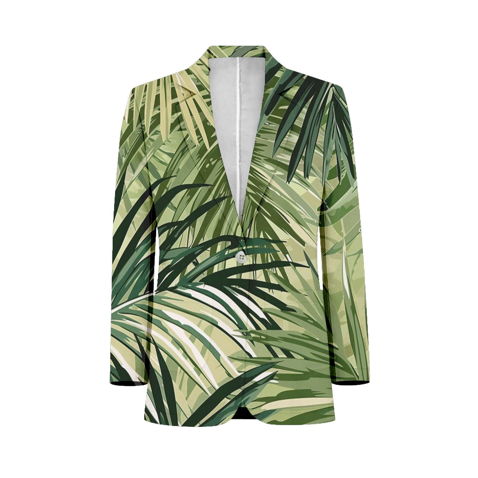 Palm Tropical Leaf Print Mens Suits Shawl Collar Slim Fit Suit Mens ...