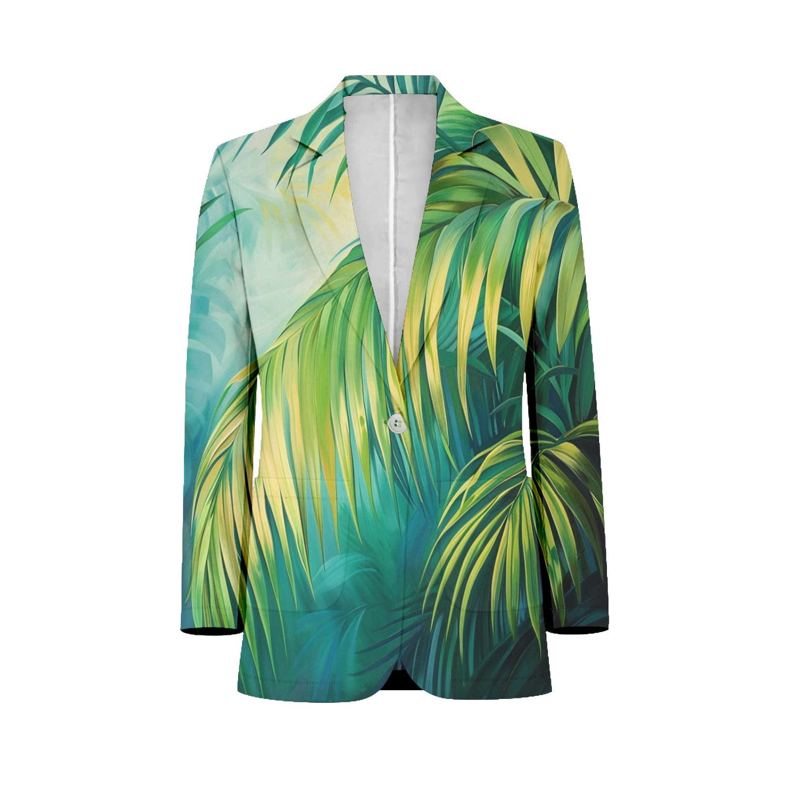Palm Tropical Leaf Print Mens Suits Shawl Collar Slim Fit Suit Mens ...