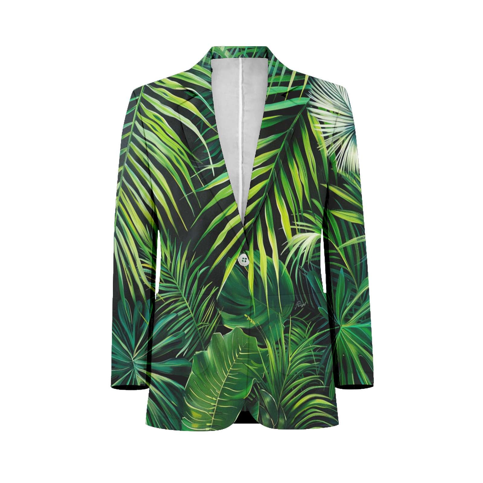 Palm Tropical Leaf Print Mens Suits Shawl Collar Slim Fit Suit Mens ...