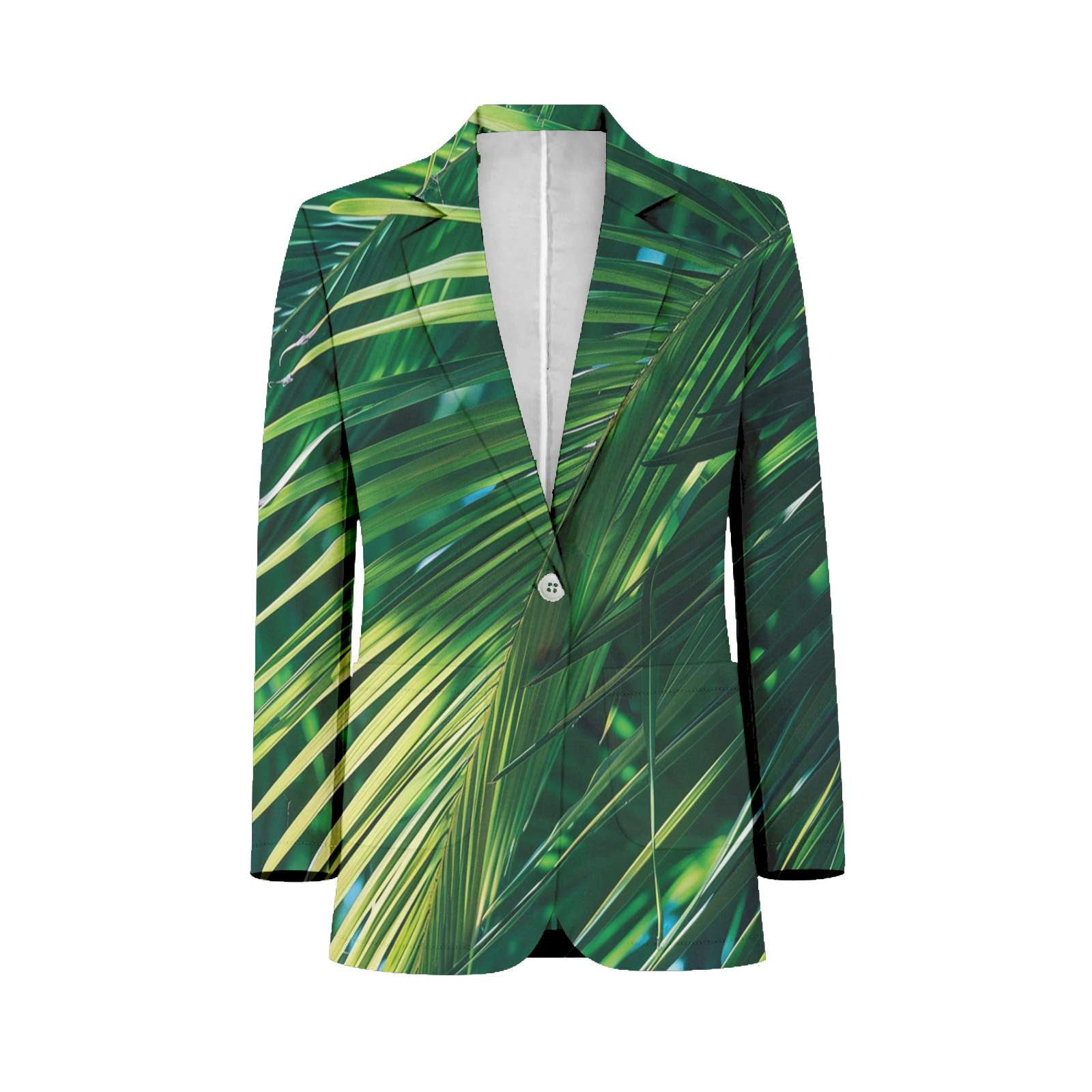 Palm Tropical Leaf Print Mens Suits Shawl Collar Slim Fit Suit Mens ...
