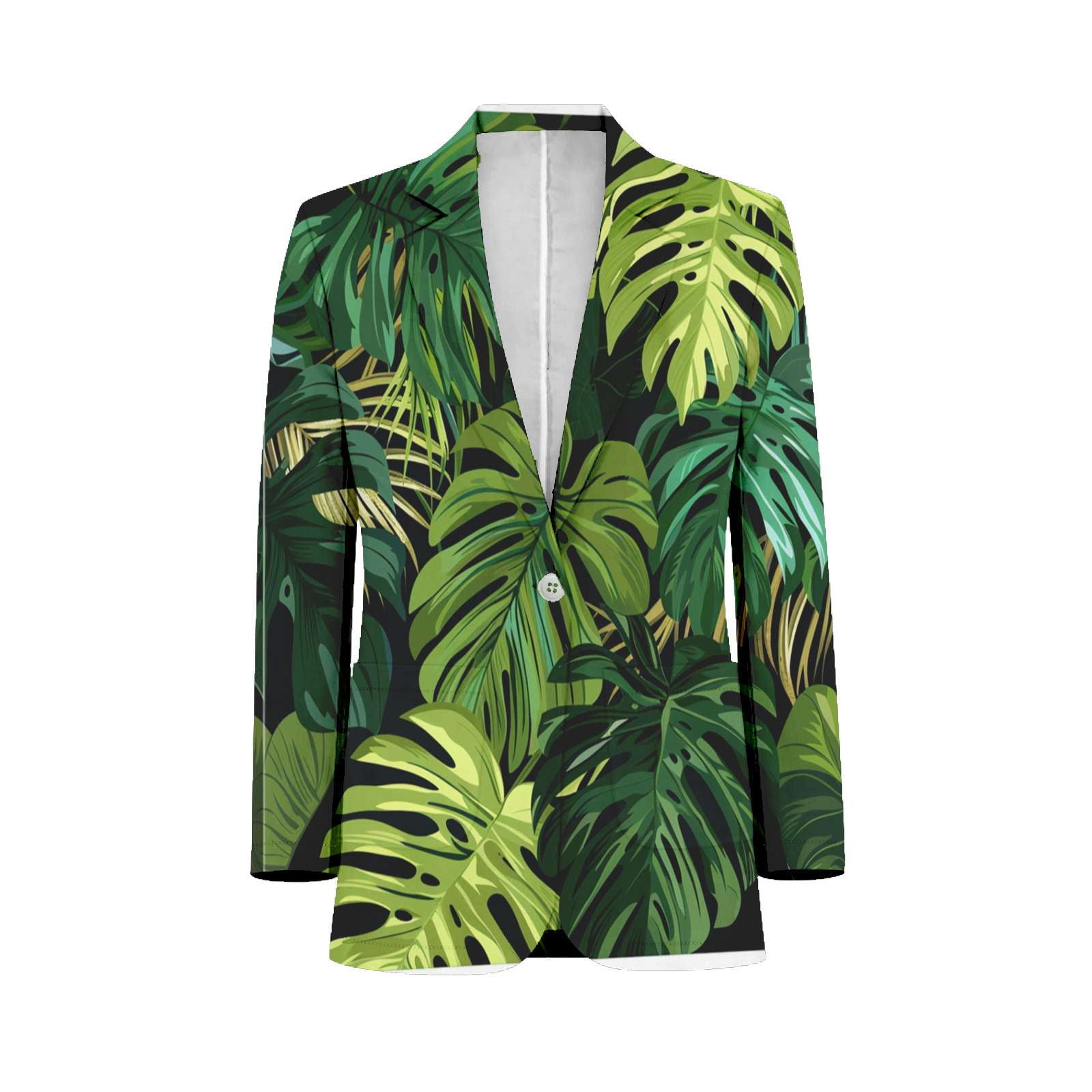 Palm Tropical Leaf Print Mens Suits Shawl Collar Slim Fit Suit Mens ...