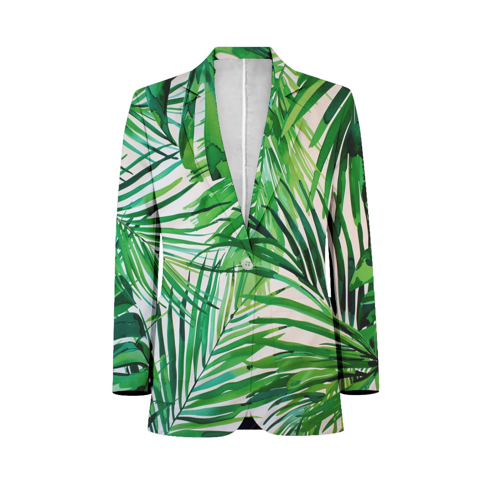 Palm Tropical Leaf Print Mens Suits Shawl Collar Slim Fit Suit Mens ...