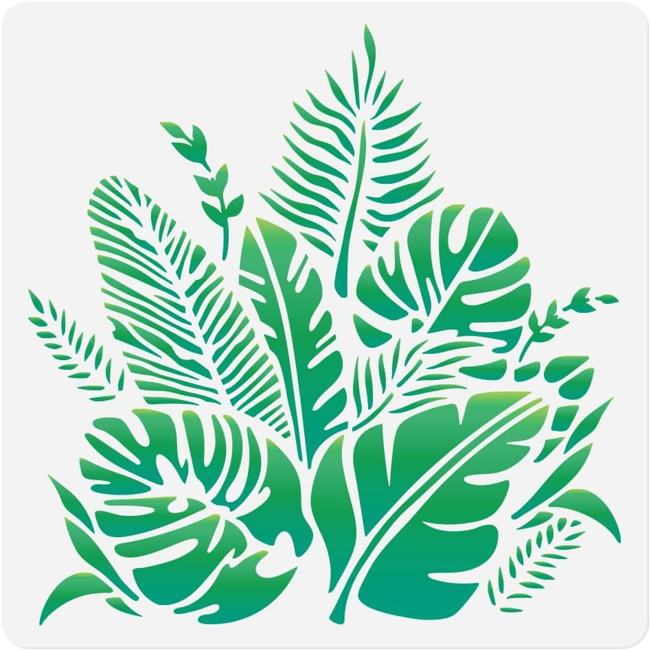 Palm Tropical Leaves Wall Stencil Template 11.8 x 11.8 Inch Reusable ...