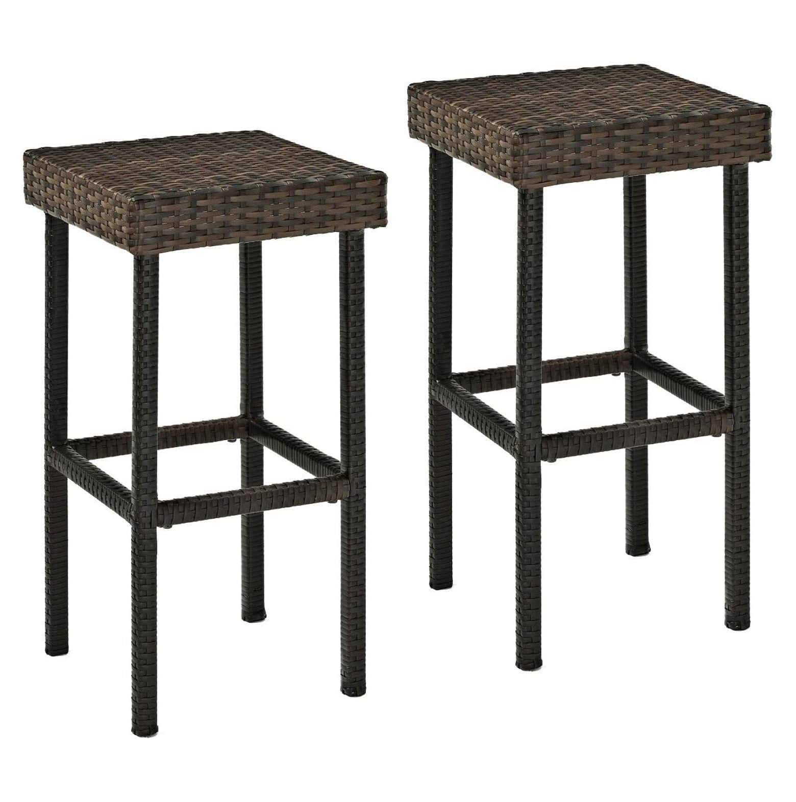 Palm Wicker Outdoor Bar Stools, Set of 2, Patio Furniture for Backyard ...