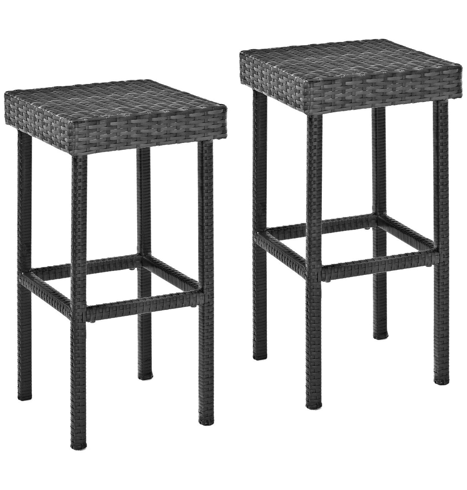 Palm Wicker Outdoor Bar Stools, Set of 2, Patio Furniture for Backyard ...