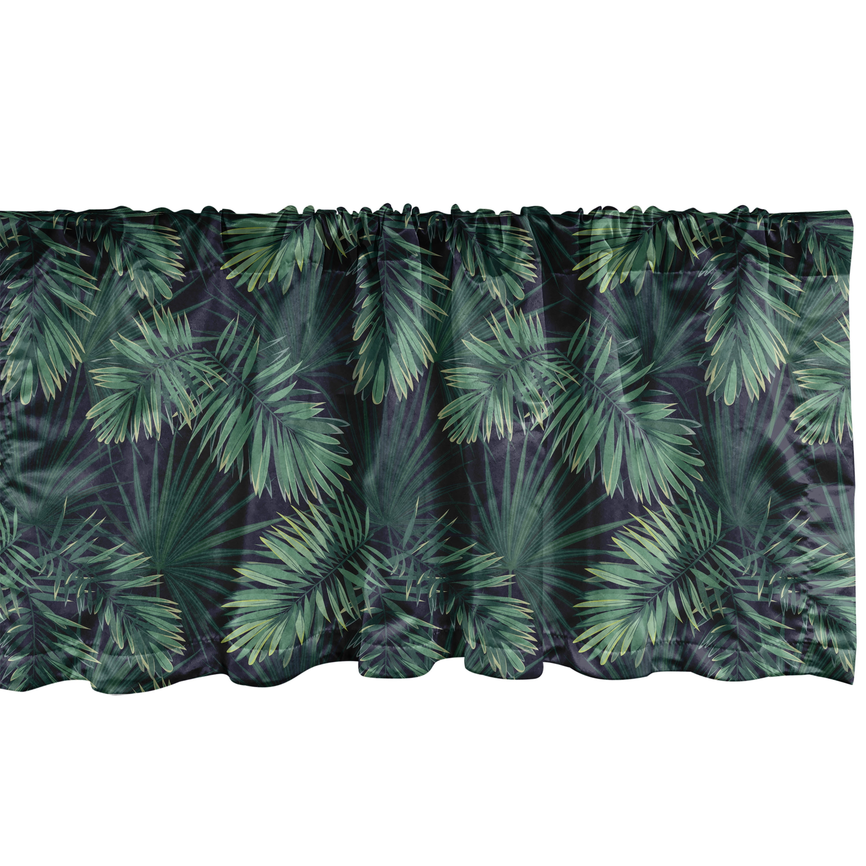 Ambesonne Palm Valance Pack of 2, Exotic Jungle Foliage Pattern, 54"X12 ...